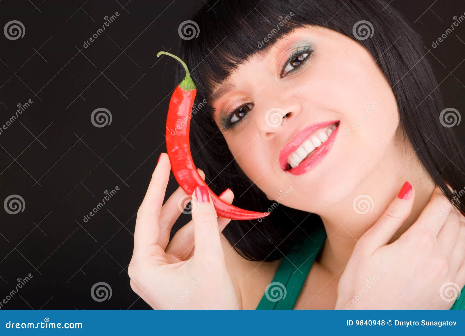 Cute Girl with Chili Pepper Stock Photo - Image of cute, energy: 9840948