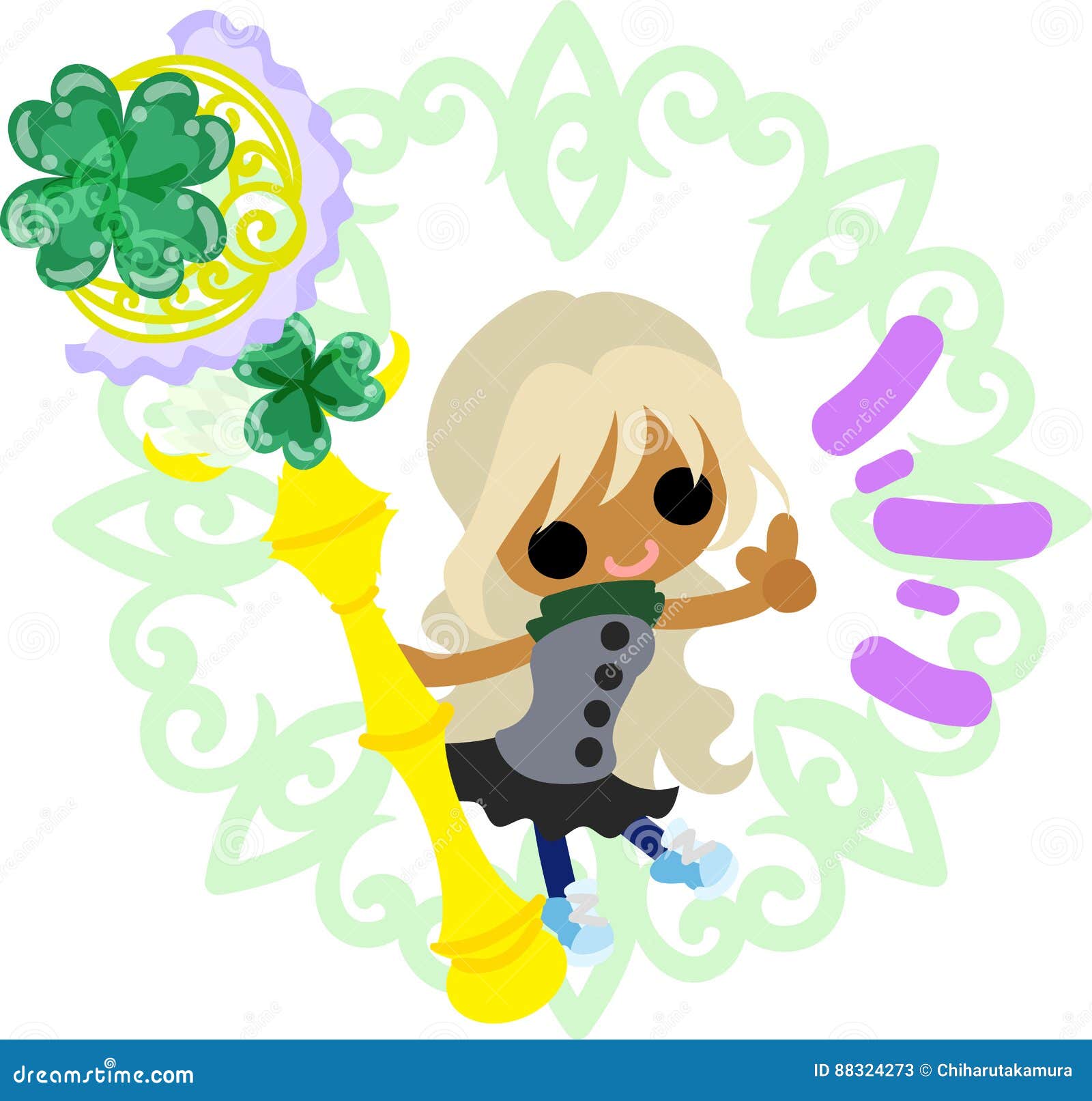 Cute girl and clover stock vector. Illustration of design - 88324273