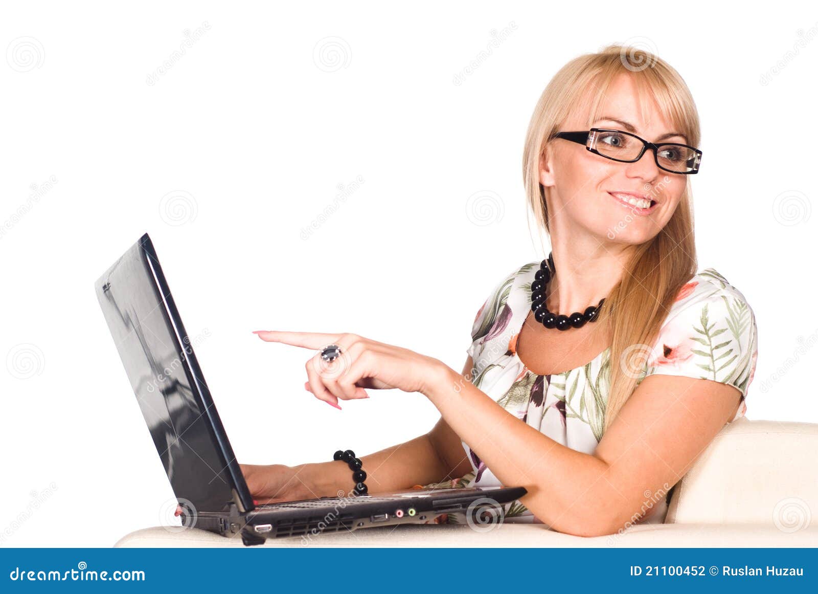 Cute girl and computer stock photo. Image of shot, cute - 21100452