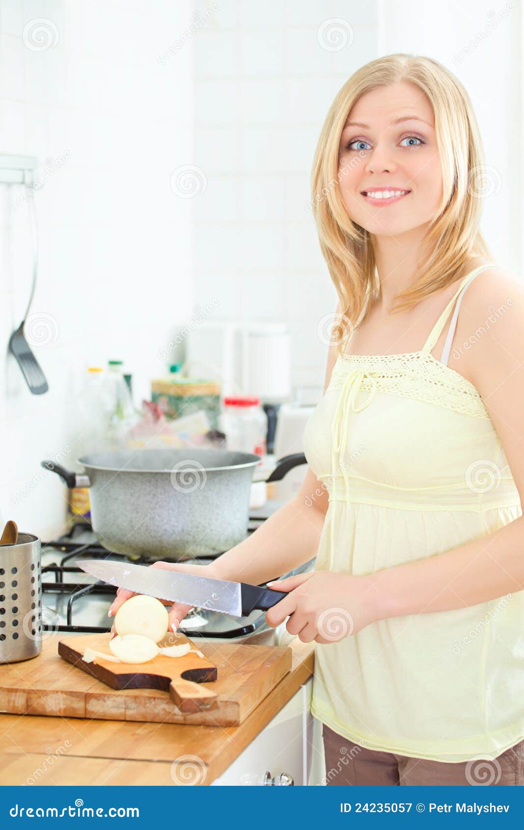 Cute Girl Cooking stock image. Image of cheerful, alone - 24235057