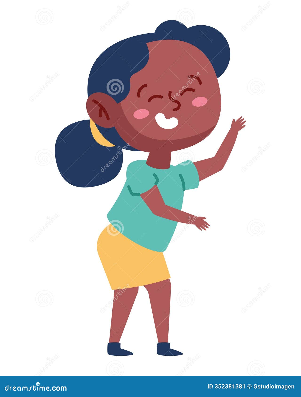 Cute girl dancing stock illustration. Illustration of little - 352381381