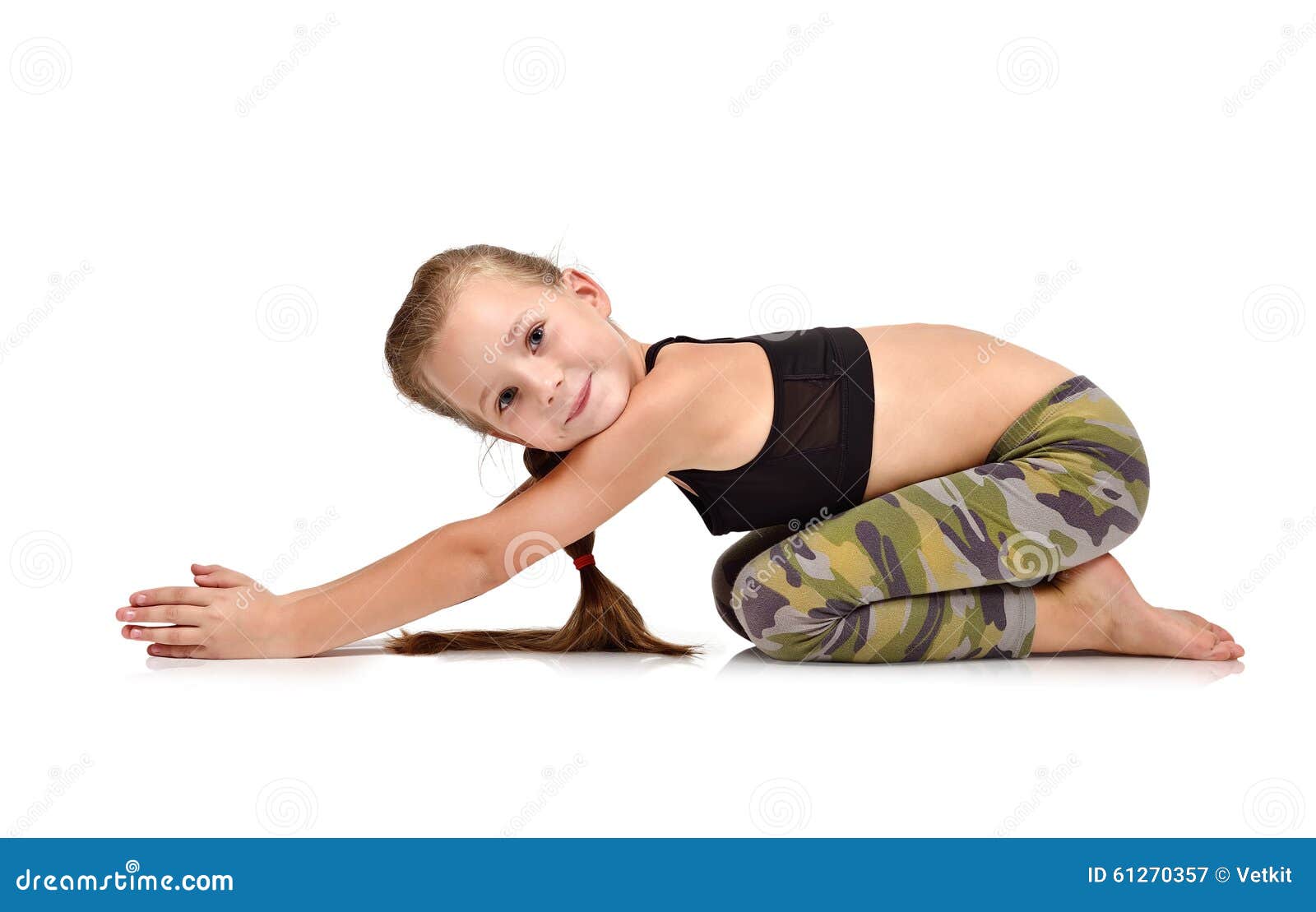 Cute girl does exercise stock image. Image of lifting - 61270357
