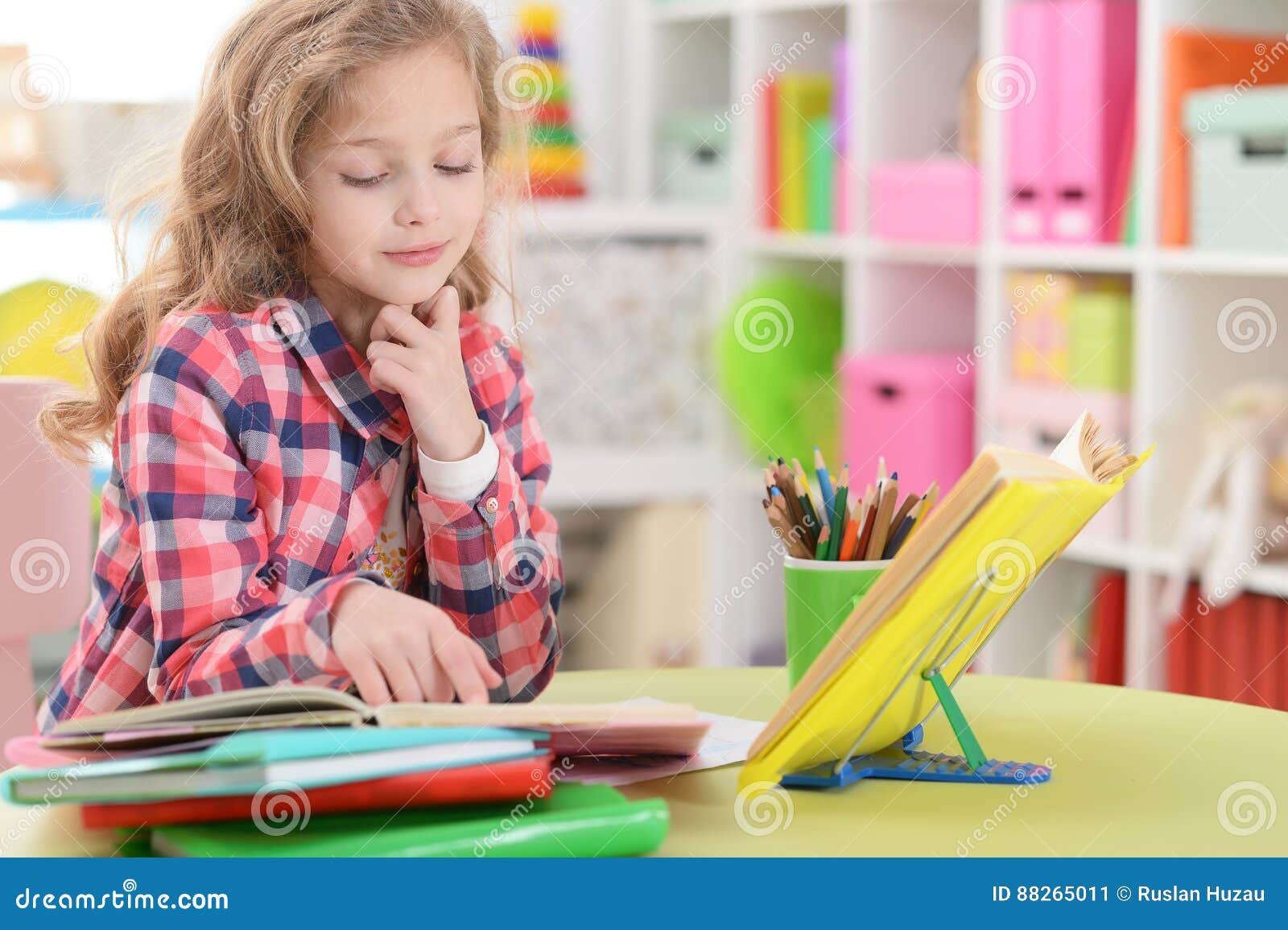 Cute girl does lessons stock image. Image of teaching - 88265011