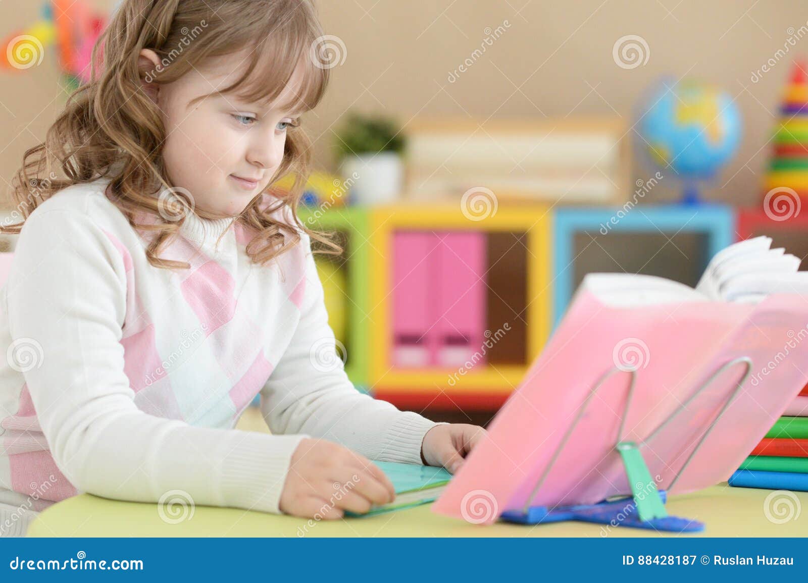 Cute girl does lessons stock image. Image of desk, student - 88428187