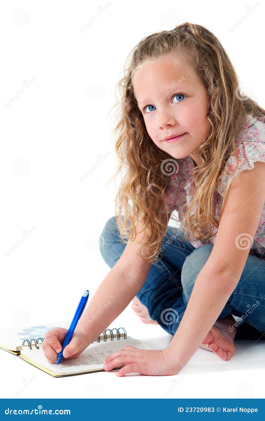 Cute Girl Doing Homework Isolated. Stock Image - Image of schoolgirl ...