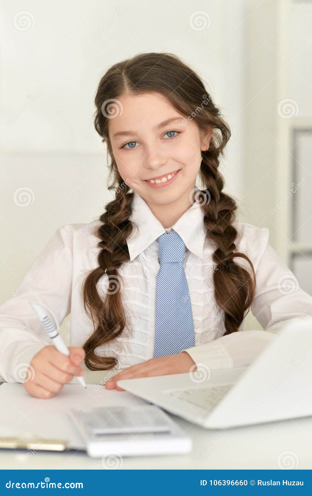 Cute girl doing homework stock photo. Image of cute - 106396660