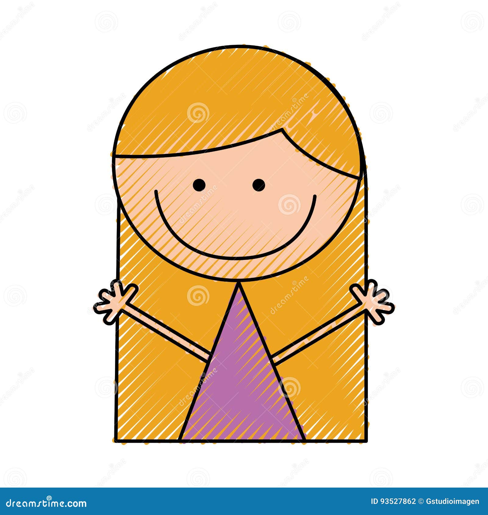 Cute Girl Drawing Character Stock Vector - Illustration of curly ...