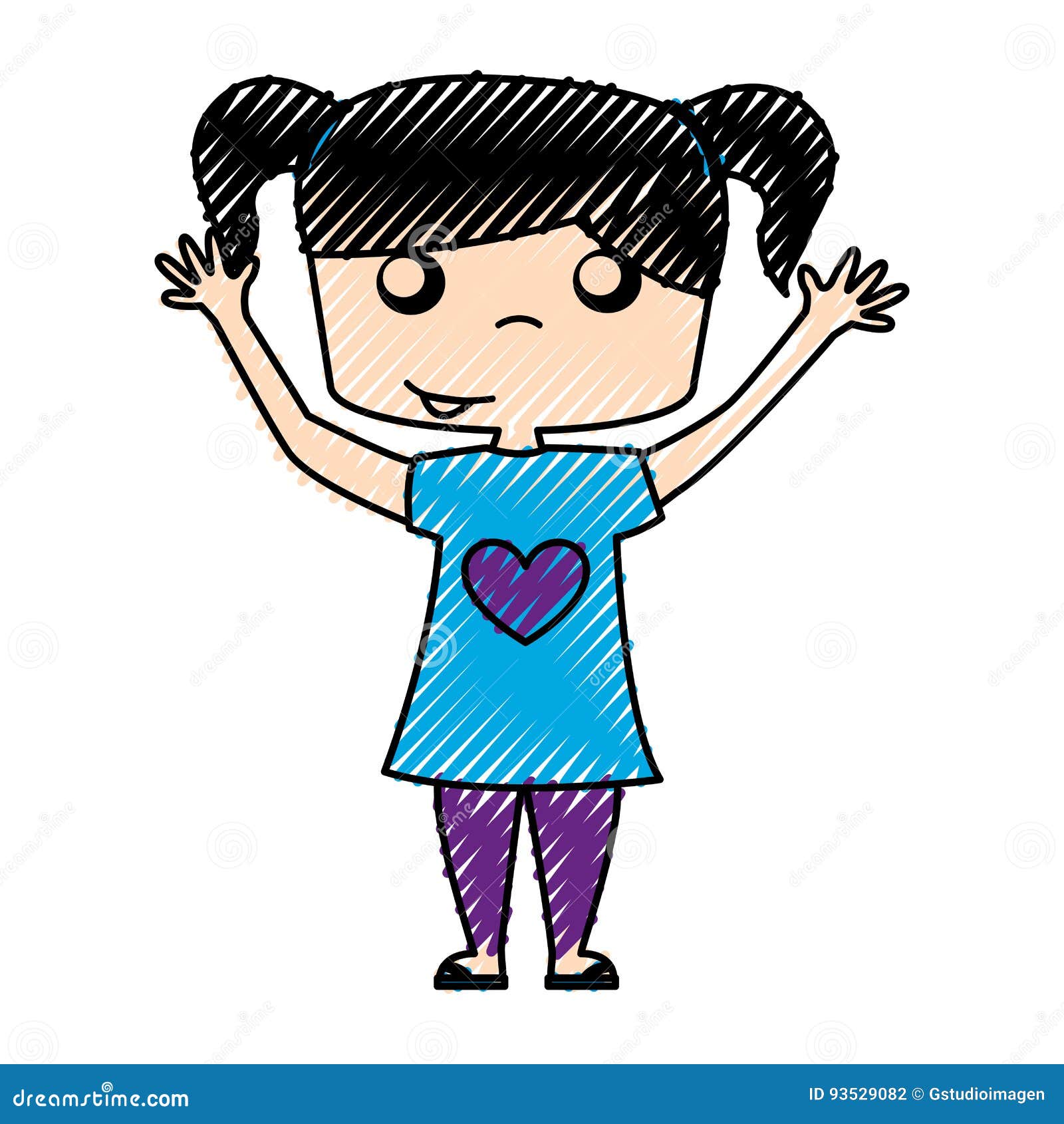 Cute Girl Drawing Character Stock Vector - Illustration of hairstyle ...