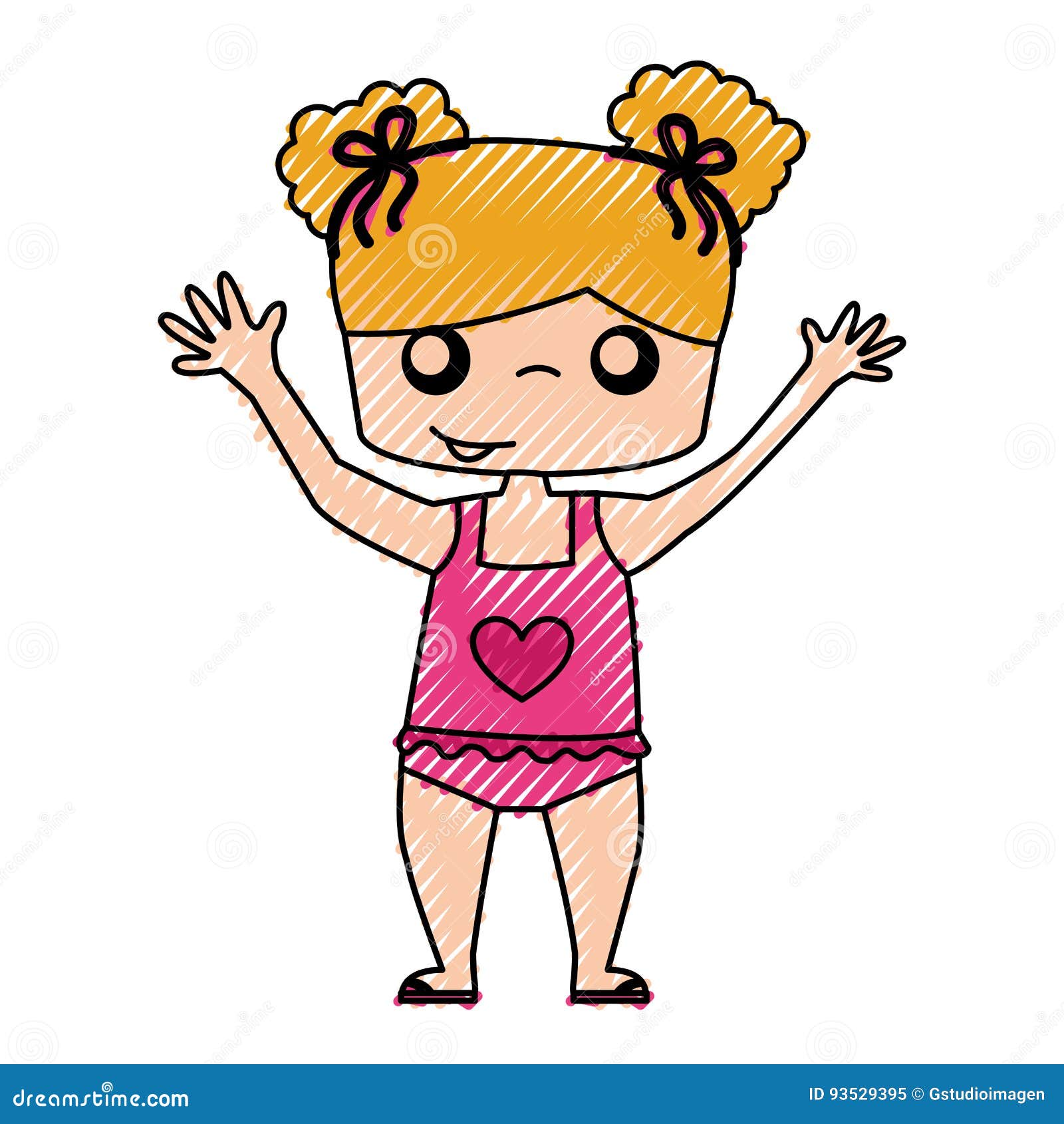 Cute Girl Drawing Character Stock Vector - Illustration of beauty ...