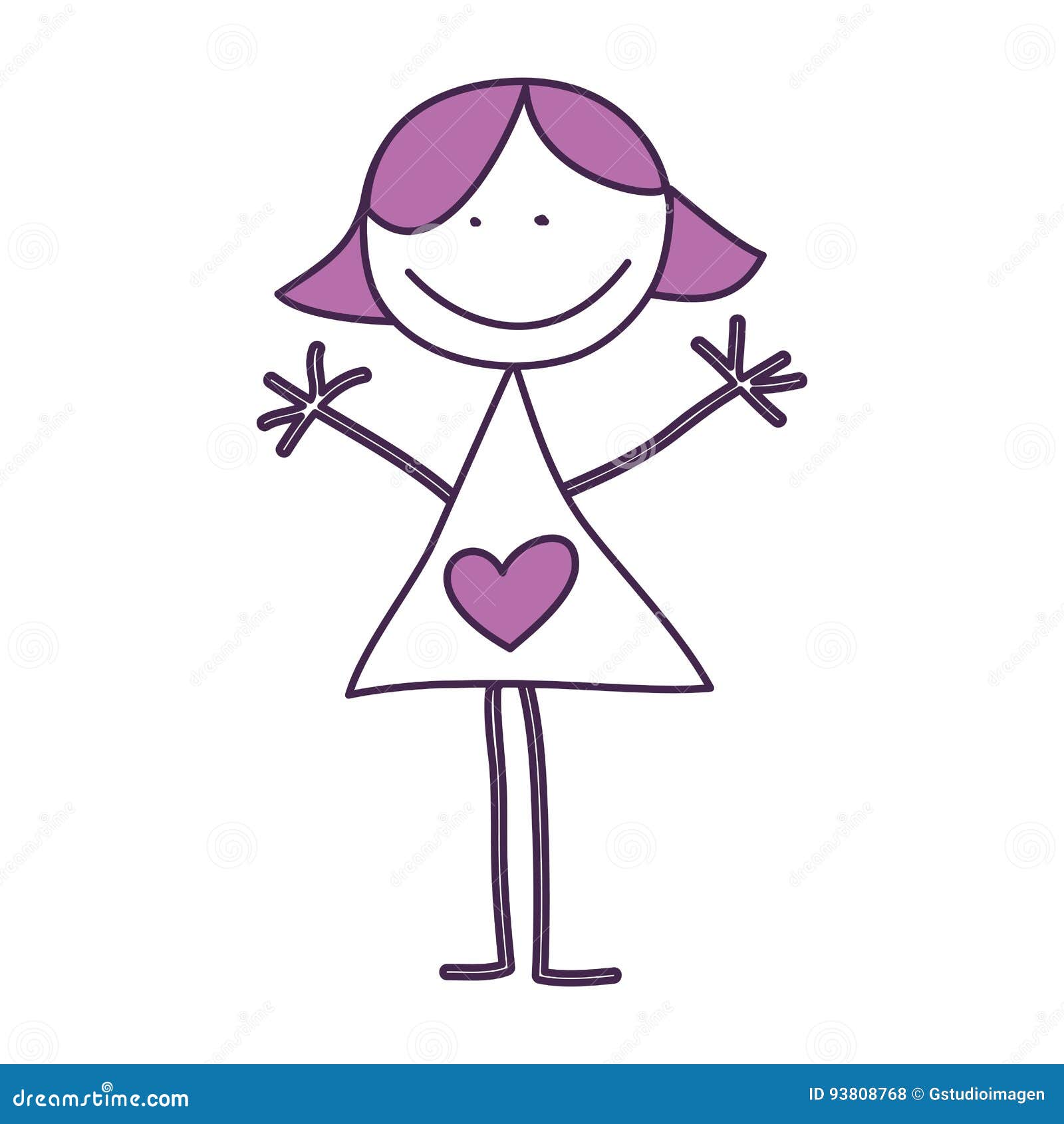 Cute Girl Drawing Character Stock Vector - Illustration of model, lady ...