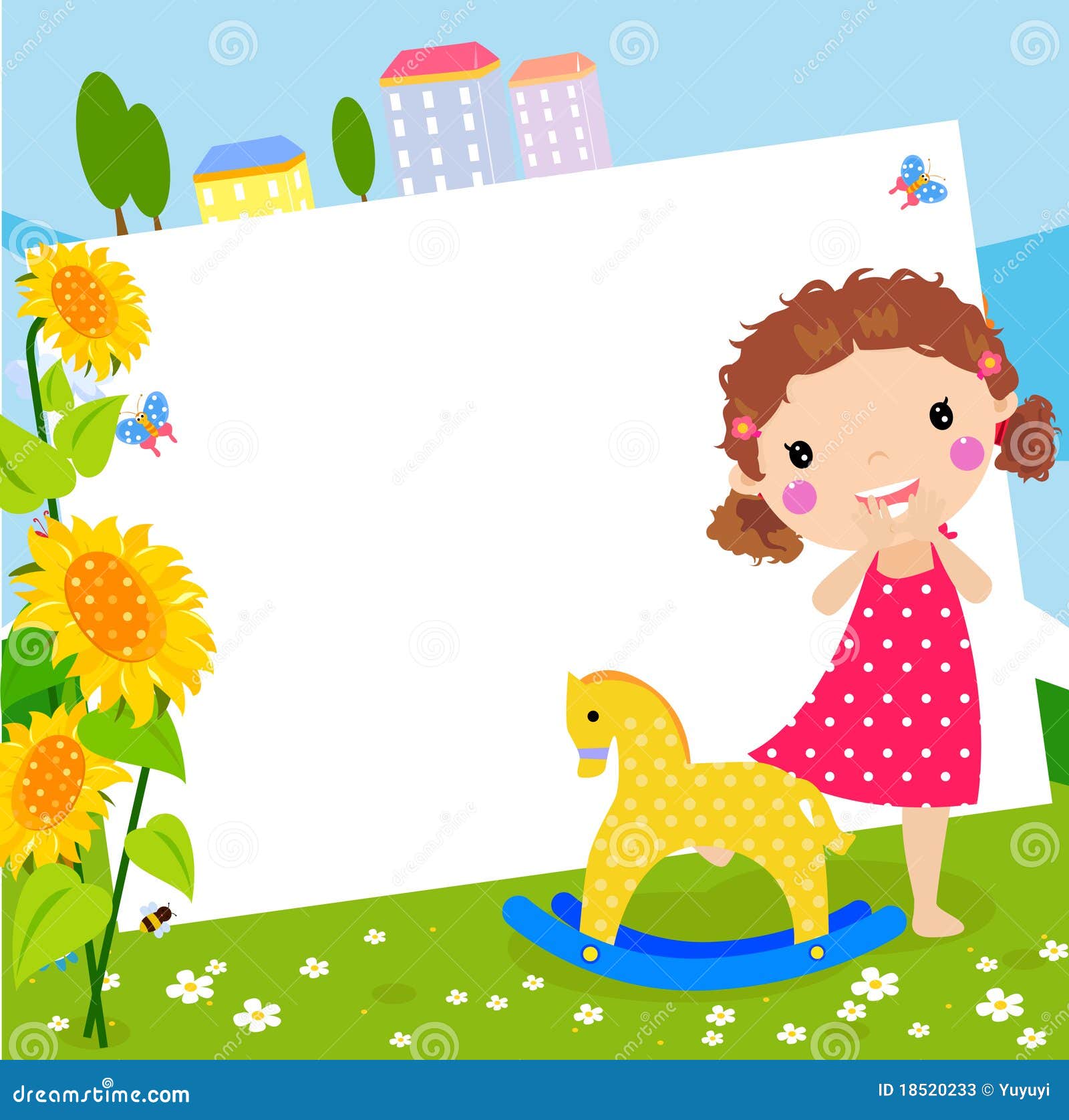 Cute girl and frame stock vector. Illustration of frame - 18520233