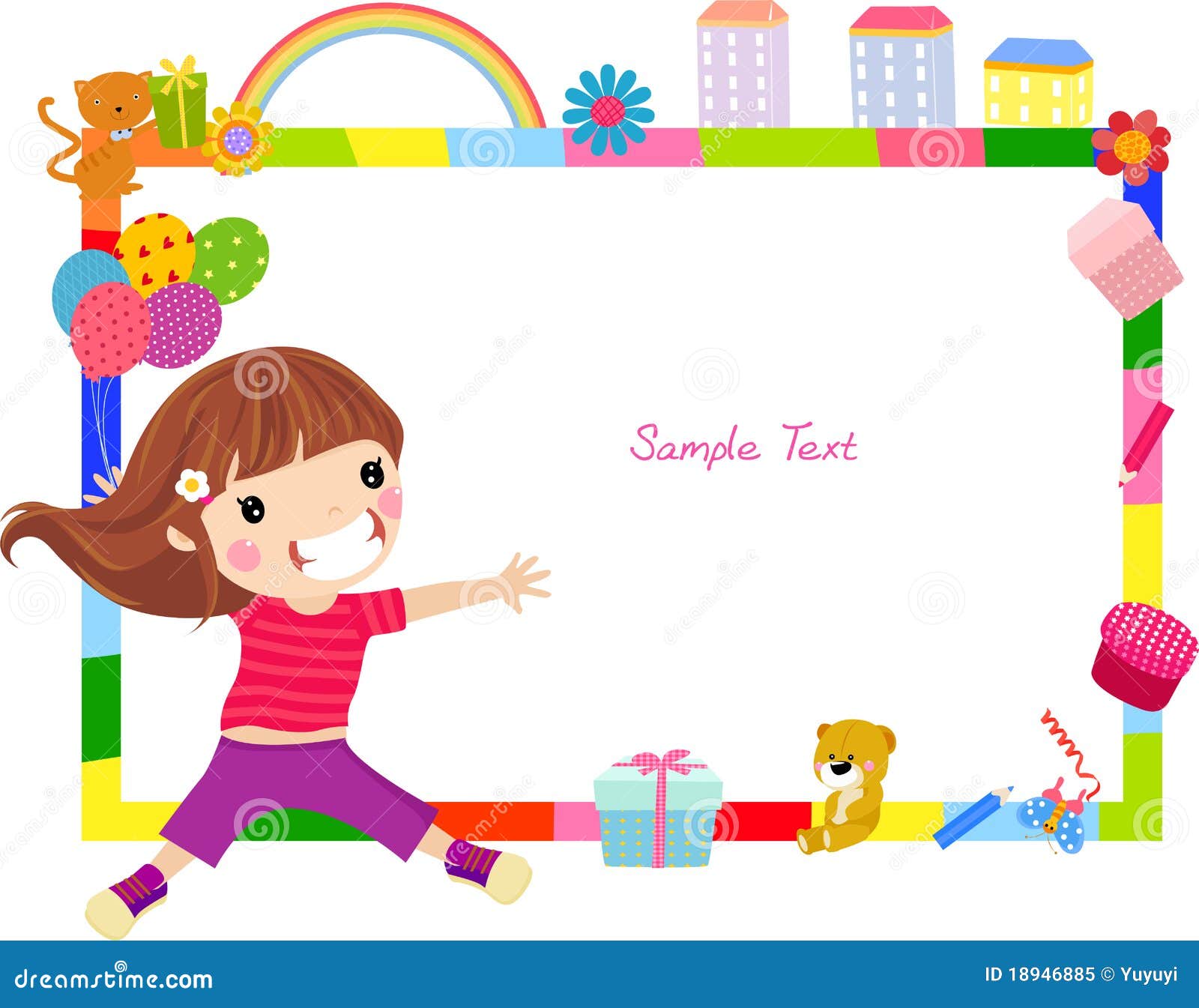 Cute girl and frame stock vector. Illustration of friendship - 18946885