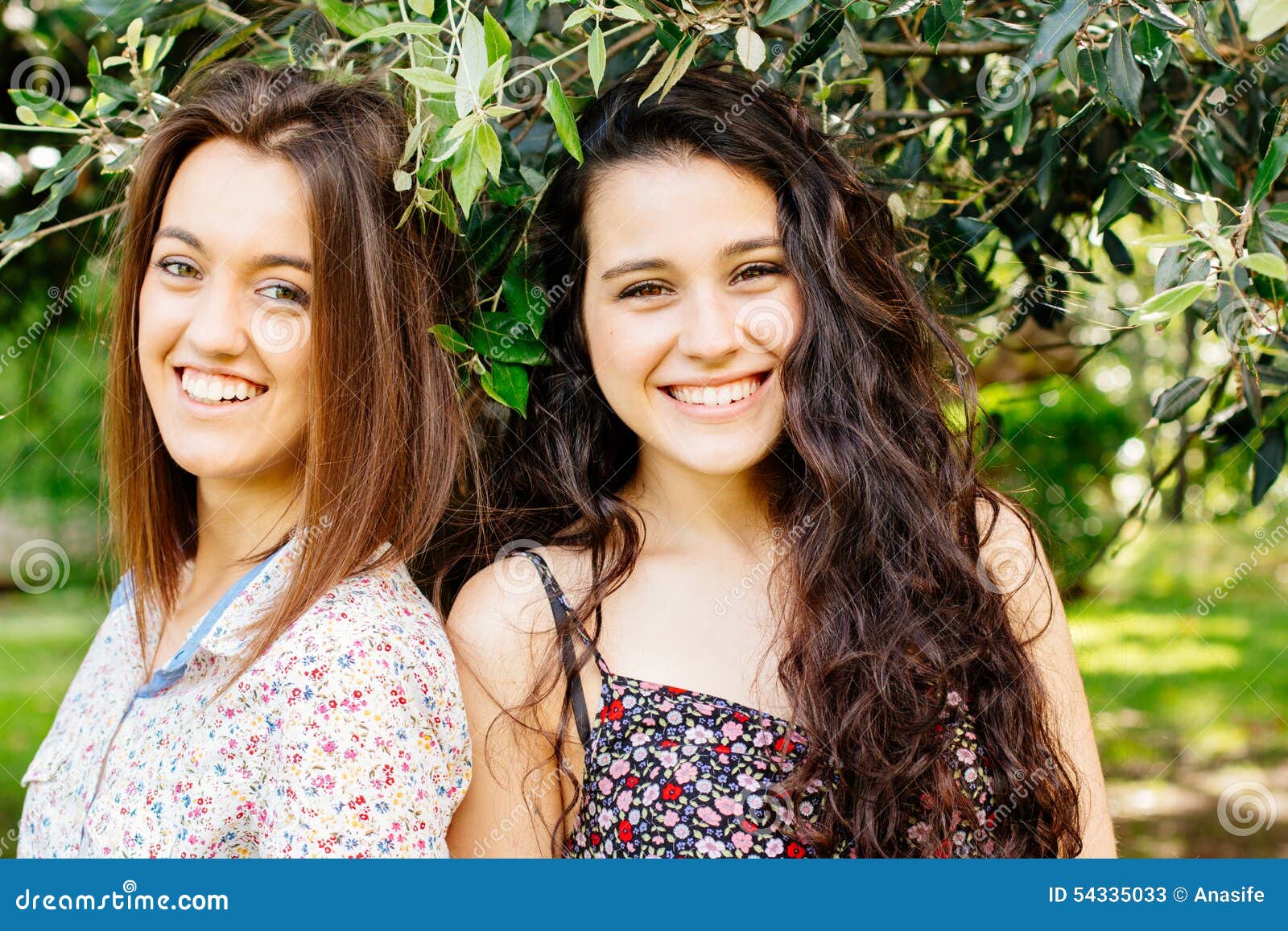 Cute Girl Friends Under an Olive Tree Stock Image - Image of nature ...