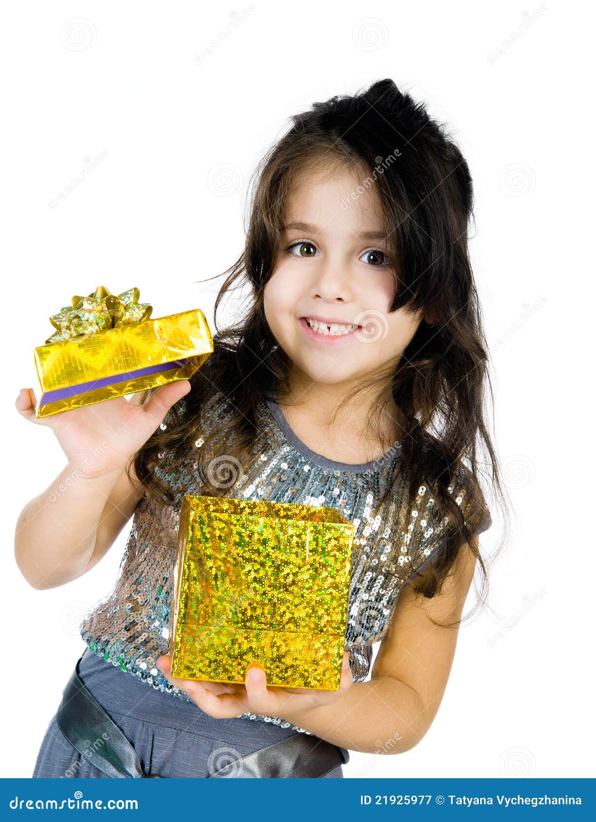 Cute girl with a gift stock image. Image of childhood - 21925977