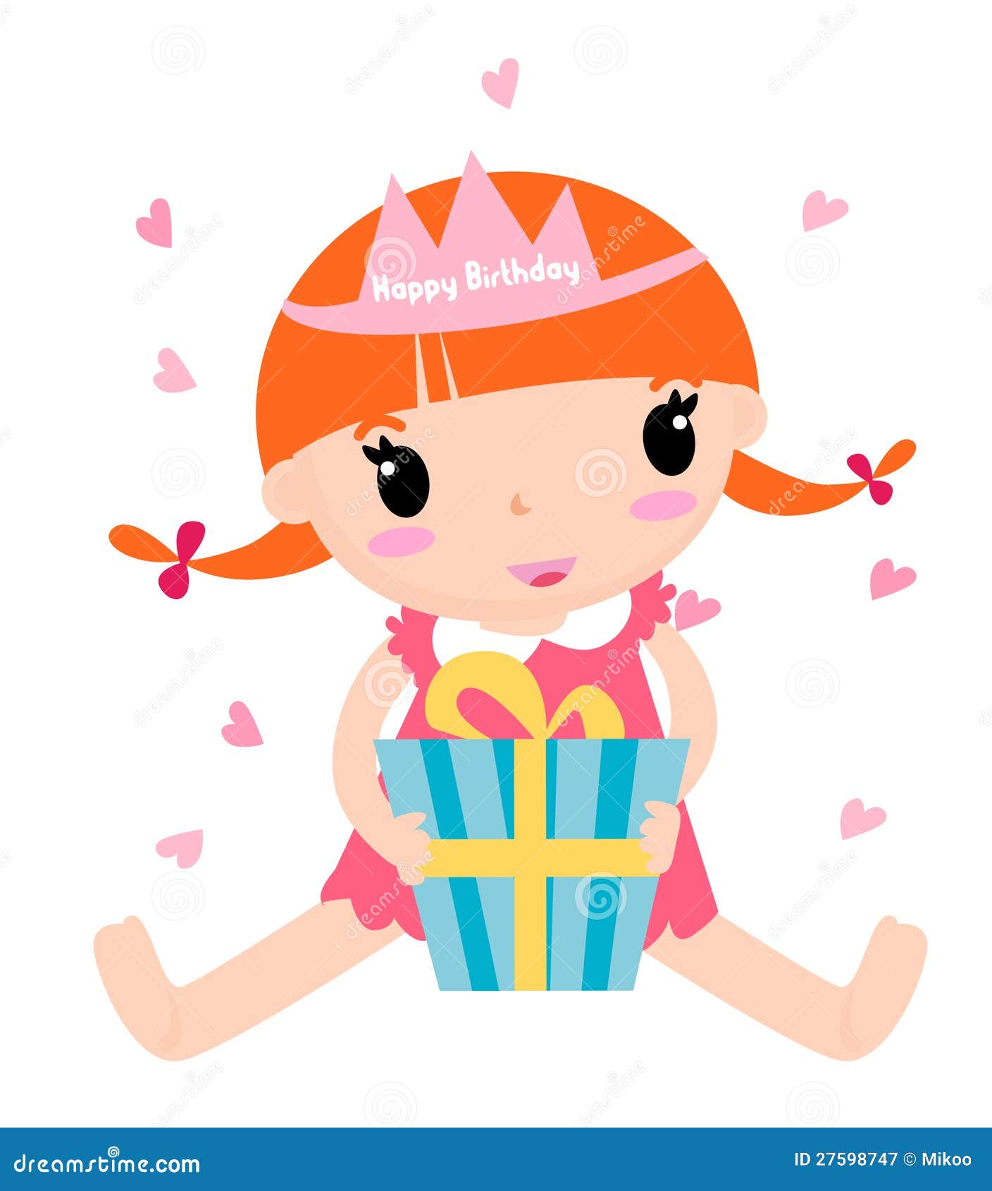 Cute girl with gift box stock vector. Illustration of party - 27598747
