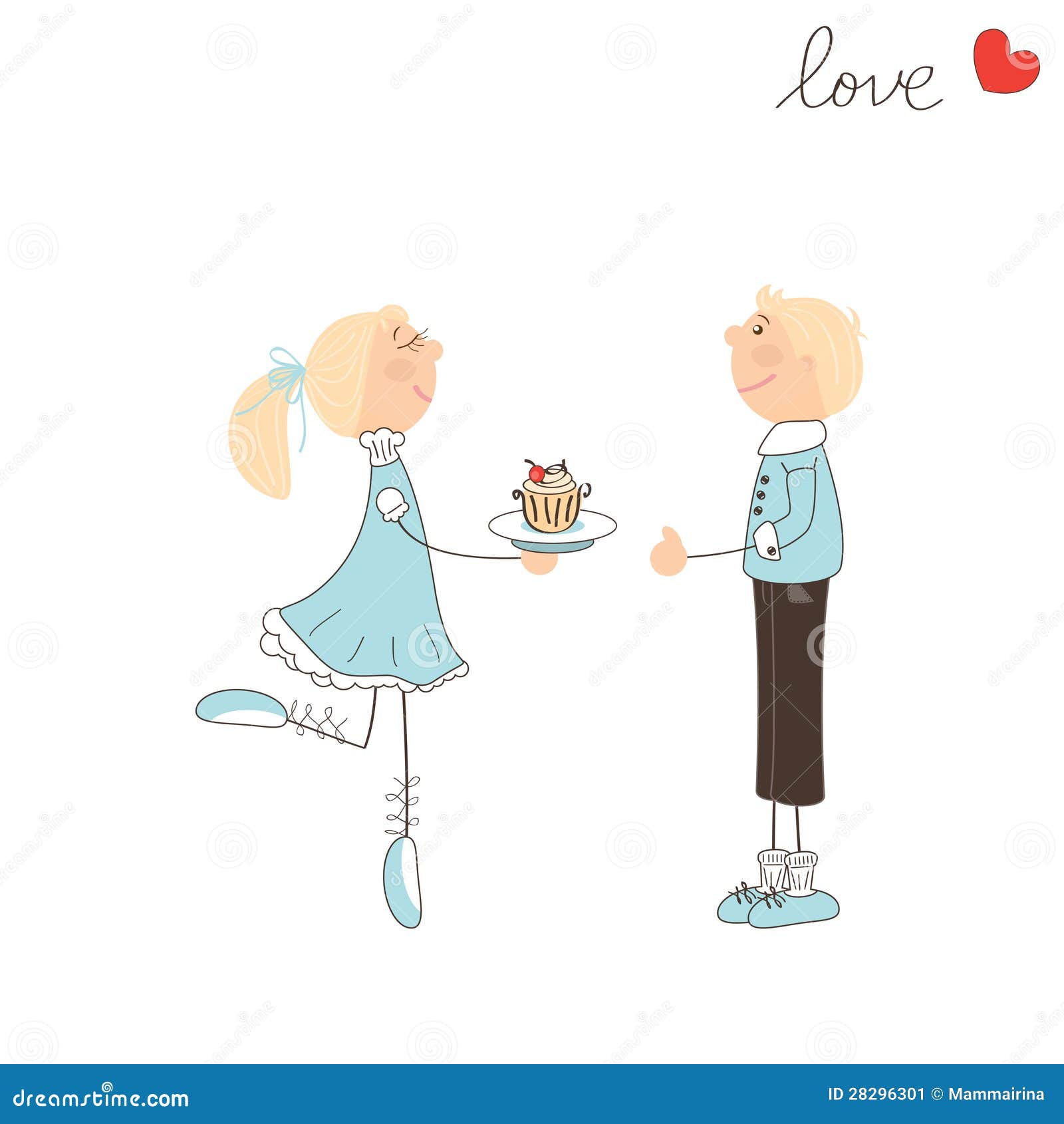 Cute Girl Give Cake To the Boy Stock Vector - Illustration of present ...