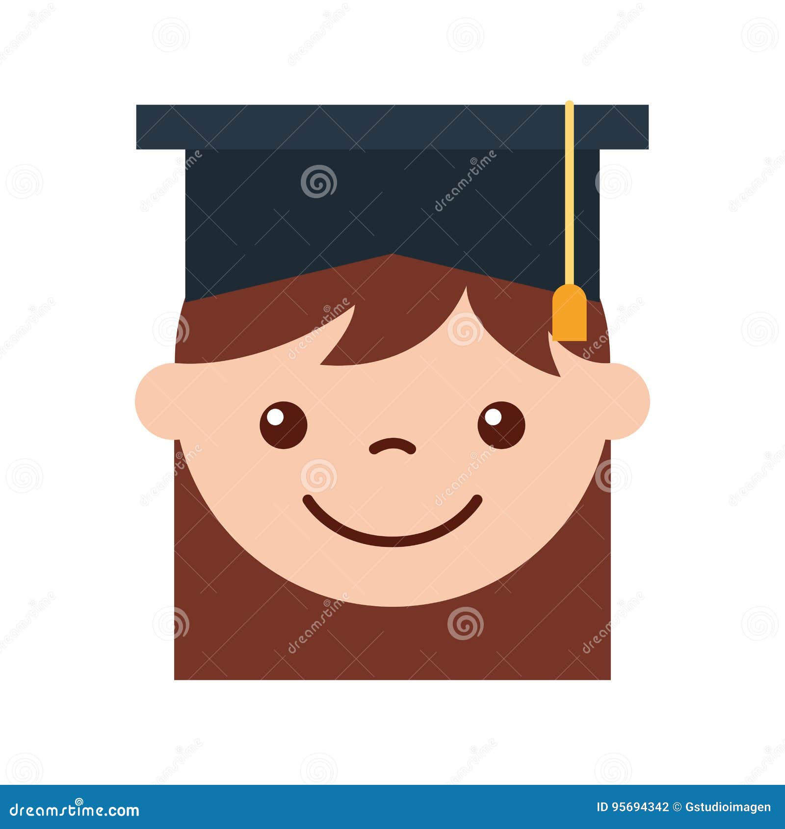 Cute girl graduated icon stock vector. Illustration of concept - 95694342