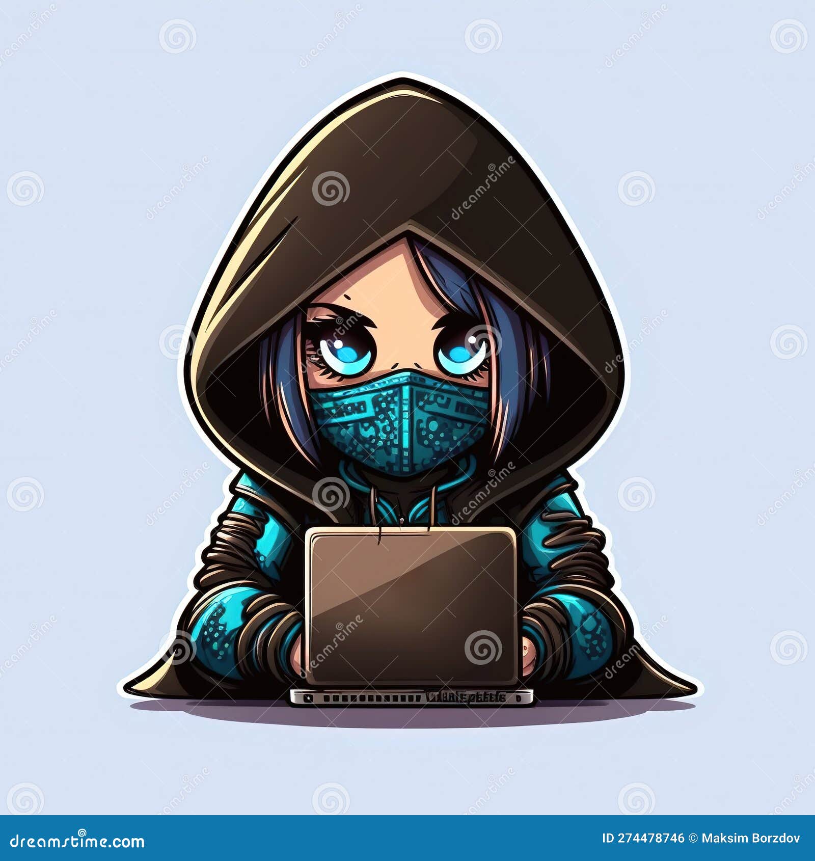 Cute Girl Hacker with Laptop. Avatar in Cartoon Style Stock ... Cute Girl Hacker with Laptop. Avatar in Cartoon Style Stock ...