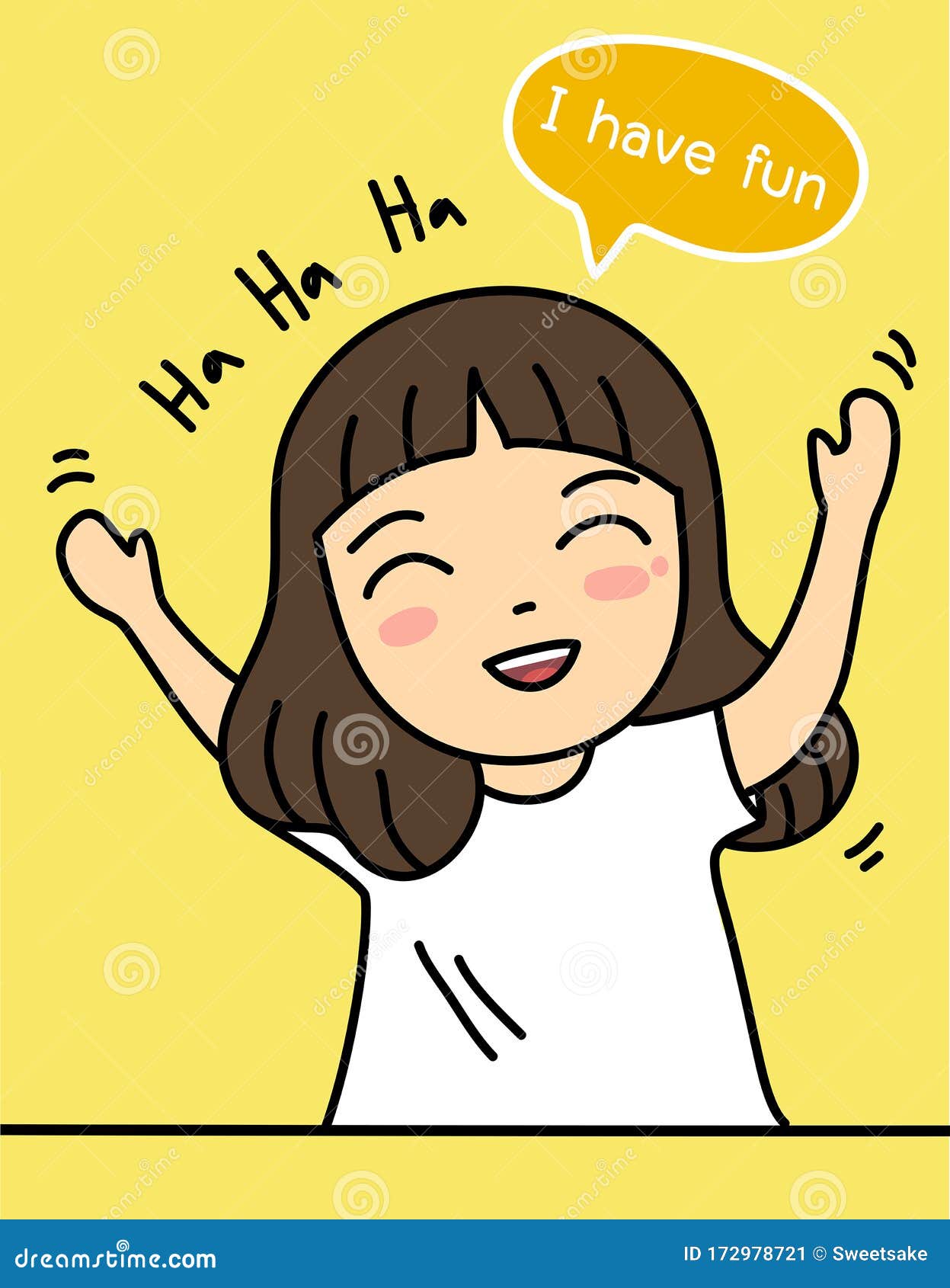 Cute Girl Have Fun ` Character Vector Illustration Stock Vector ...