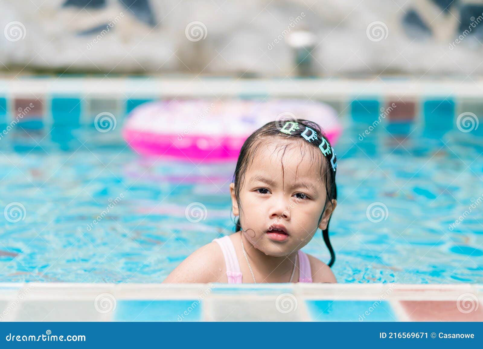 Cute Girl Having Fun in Summer in the Pool Summer Vacation Concept ...
