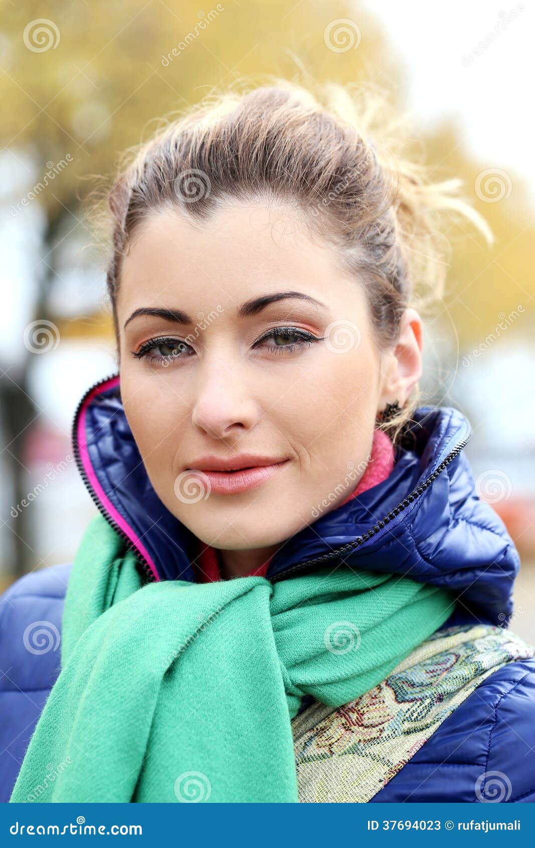 Cute Girl Having a Walk in Cold Autumn Day Stock Image - Image of ...