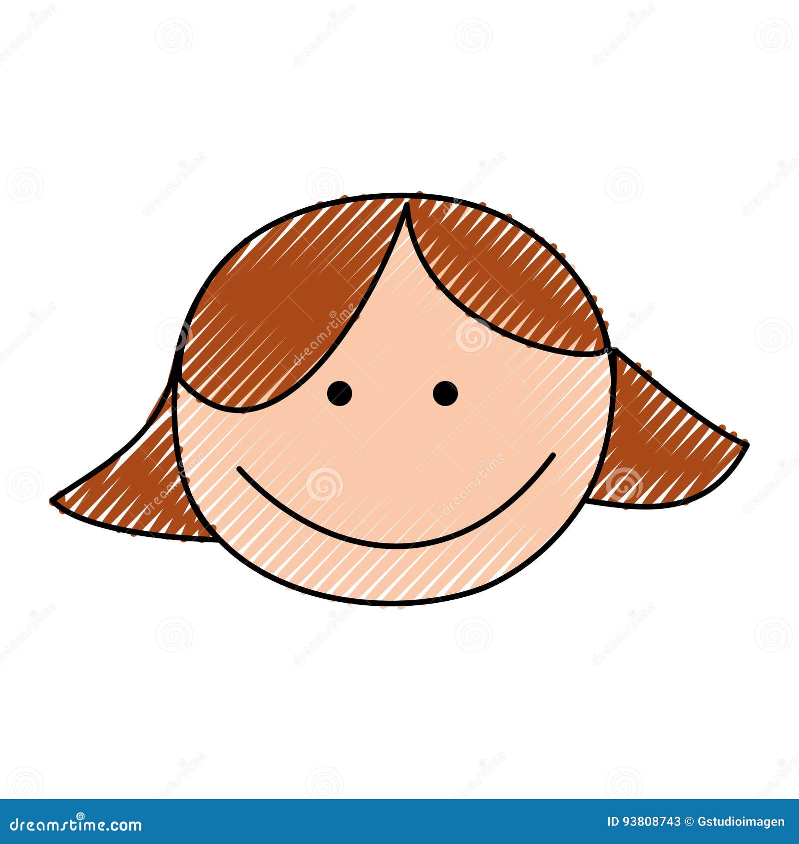 Cute Girl Head Drawing Character Stock Vector - Illustration of cute ...