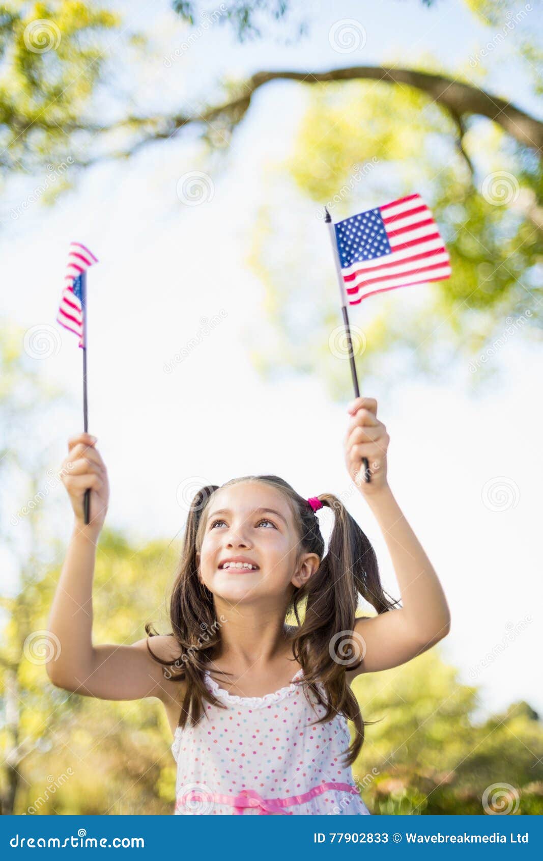 Cute Girl Holding American Flags Stock Image - Image of cute, flag ...