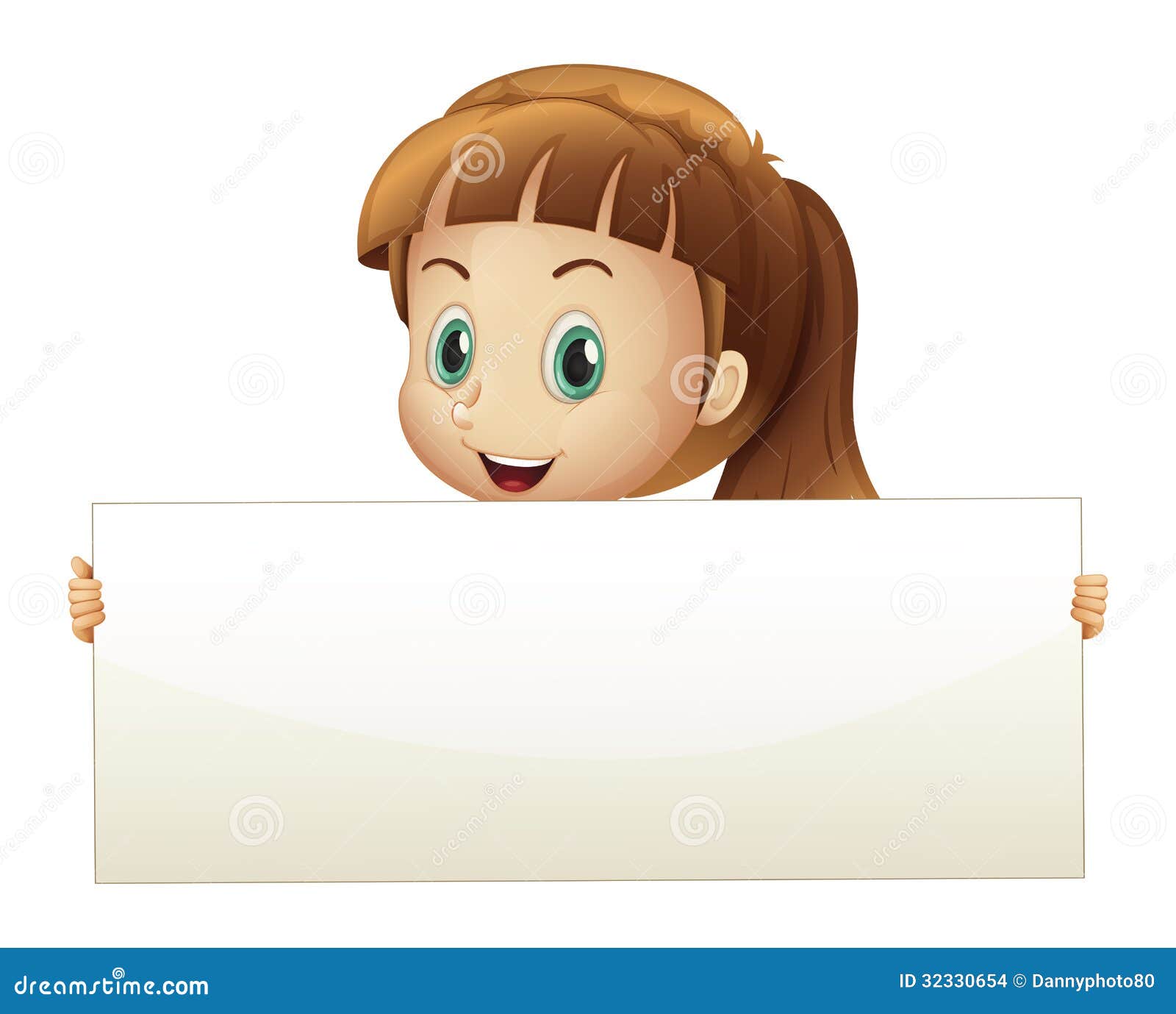 A Cute Girl Holding an Empty Banner Stock Vector - Illustration of ...