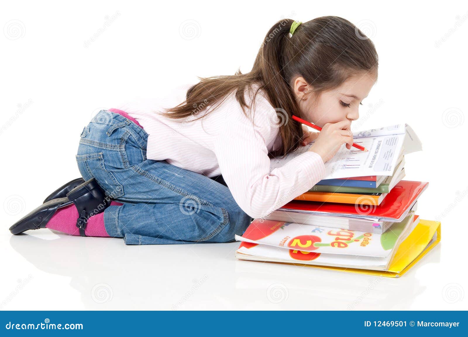 Cute girl homework writing stock image. Image of cute - 12469501