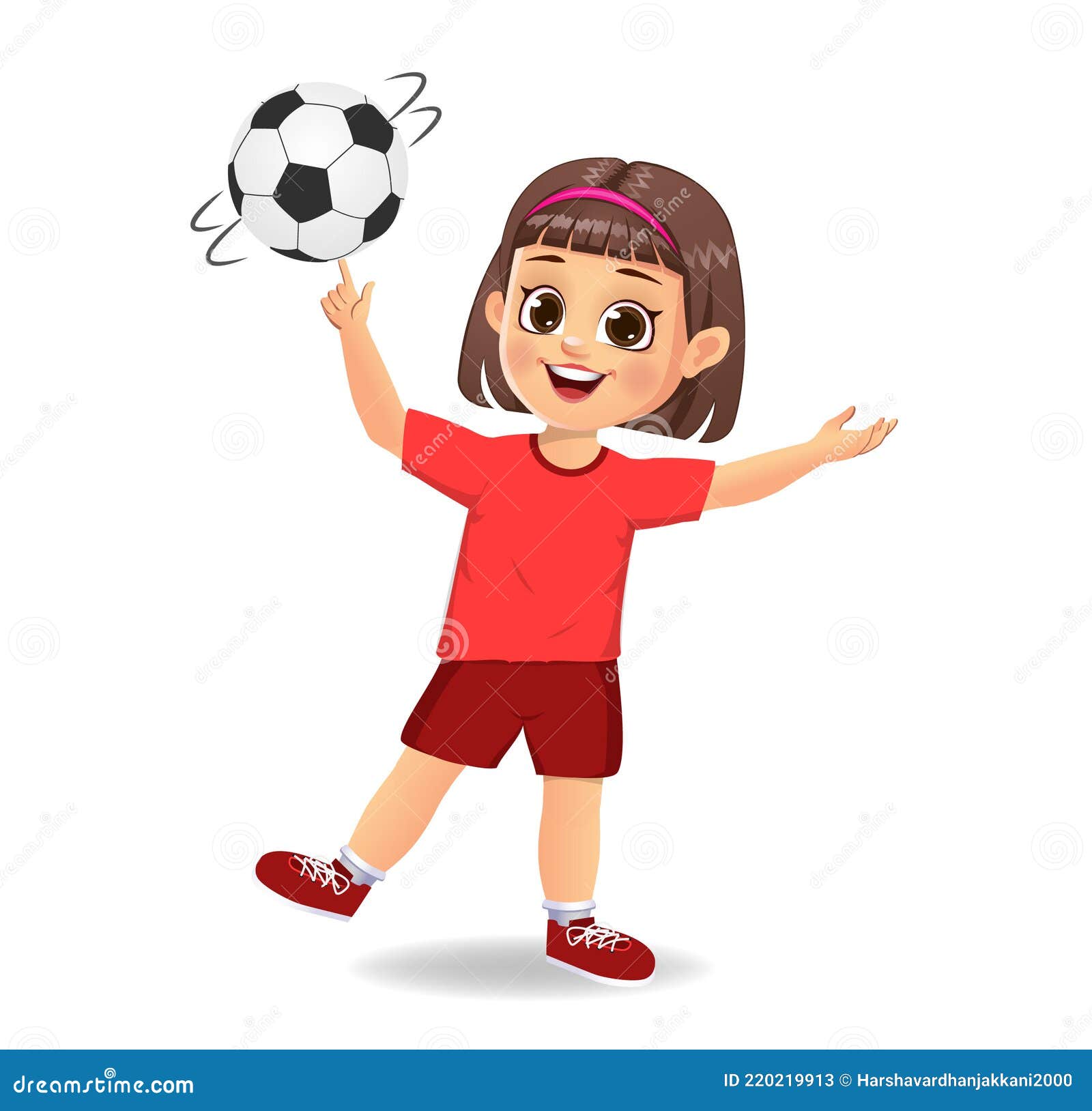 Cute Girl Kid Spinning Ball on Finger Tip Stock Vector - Illustration ...