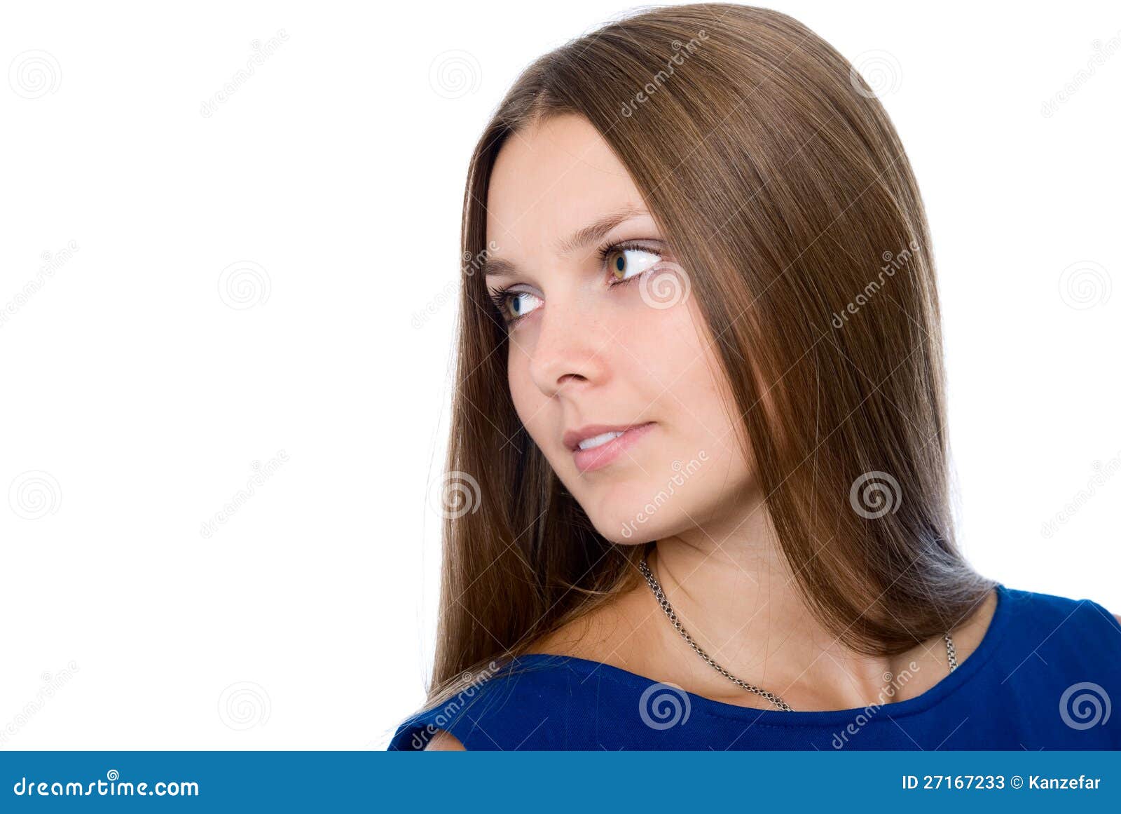 Cute Girl Looking at Copy Space or Your Text Stock Image - Image of ...