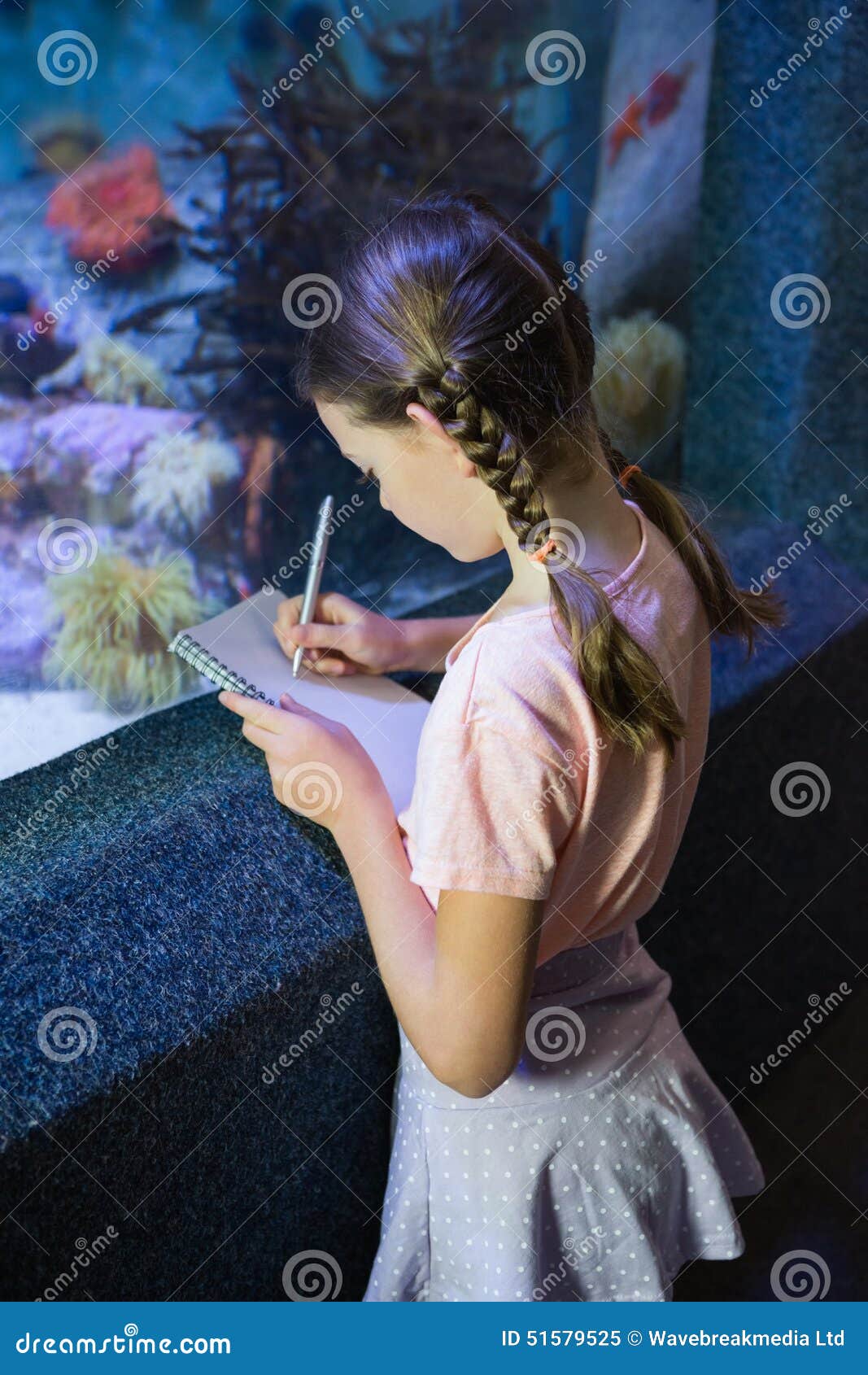 Cute Girl Looking at Fish Tank Stock Image - Image of fishtank, seaweed ...