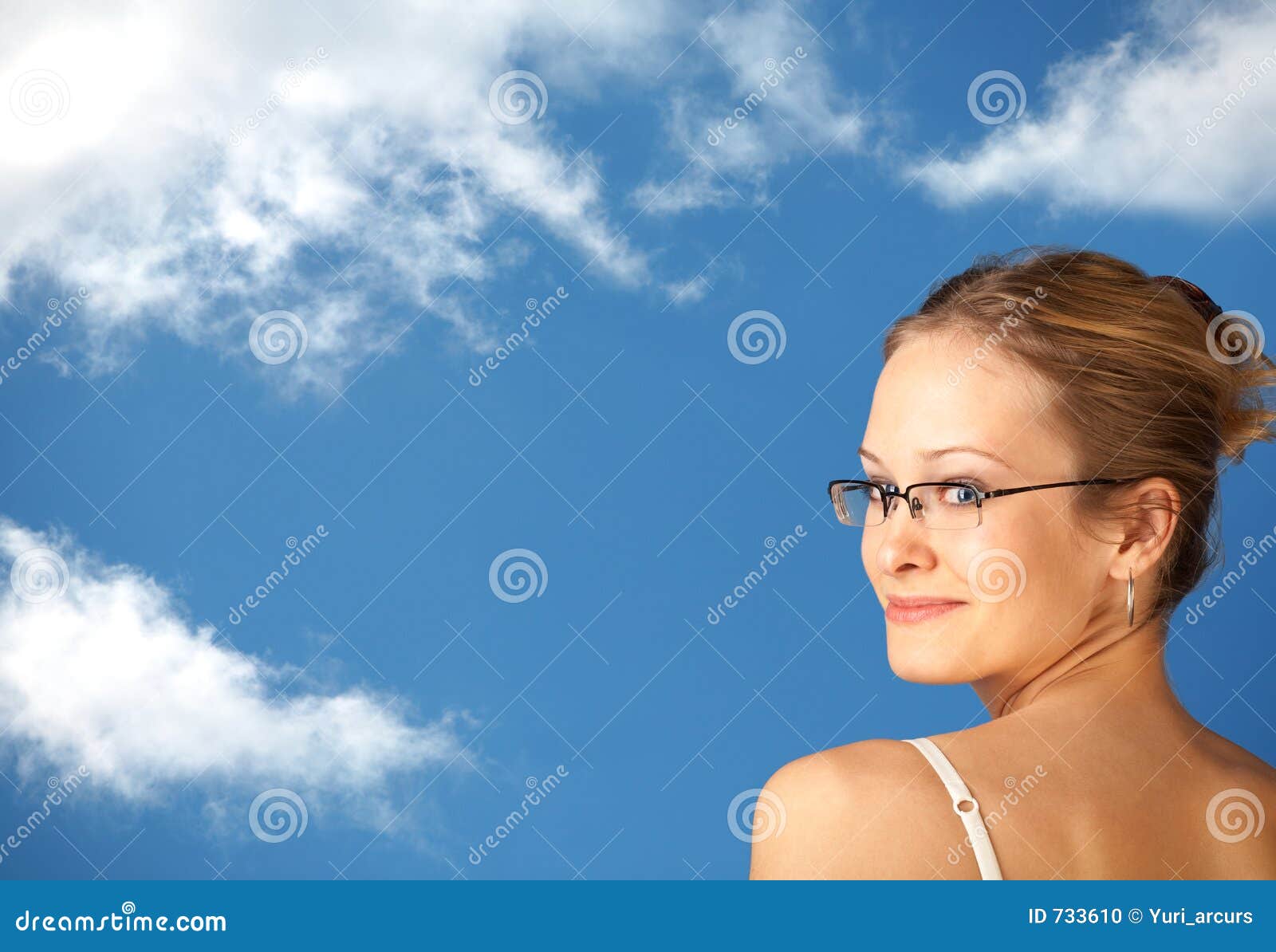 Cute Girl Looking Over Her Shoulder Stock Photo - Image of female ...