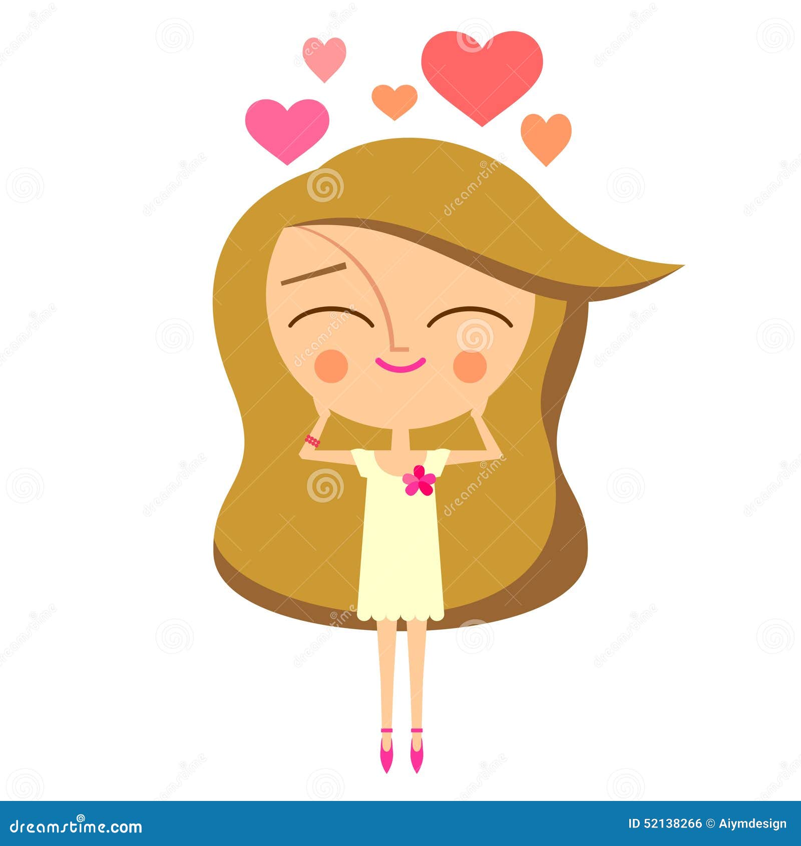 Cute girl in love stock vector. Illustration of alone - 52138266