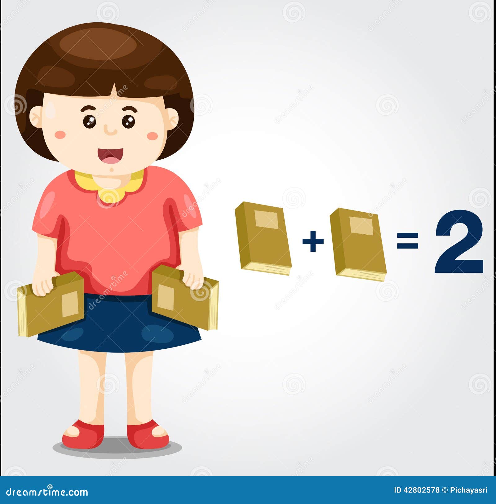 Cute girl with mathematics stock vector. Illustration of isolated ...