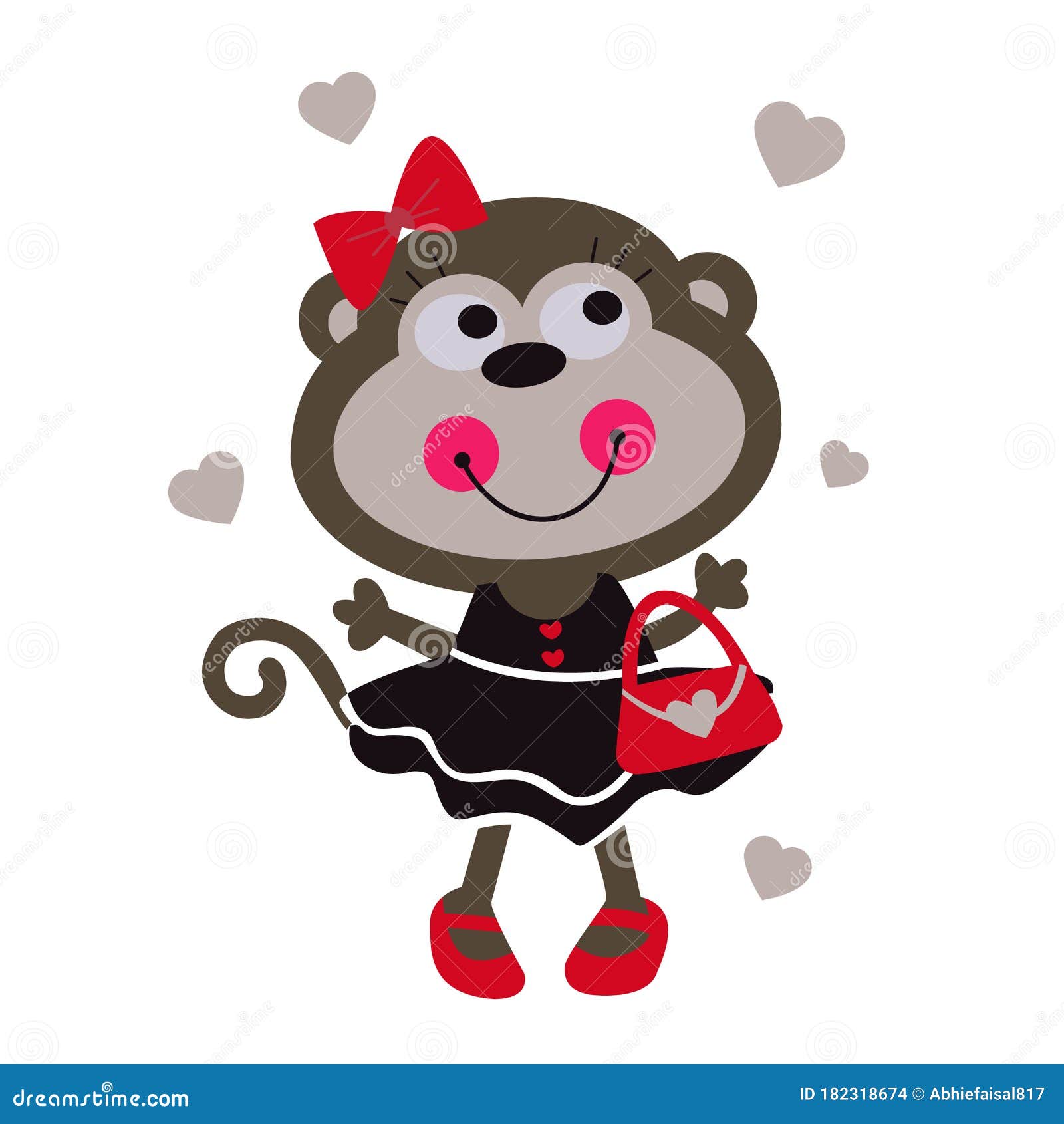 Cute Girl Monkey Vector Illustration on White Background Stock Vector ...