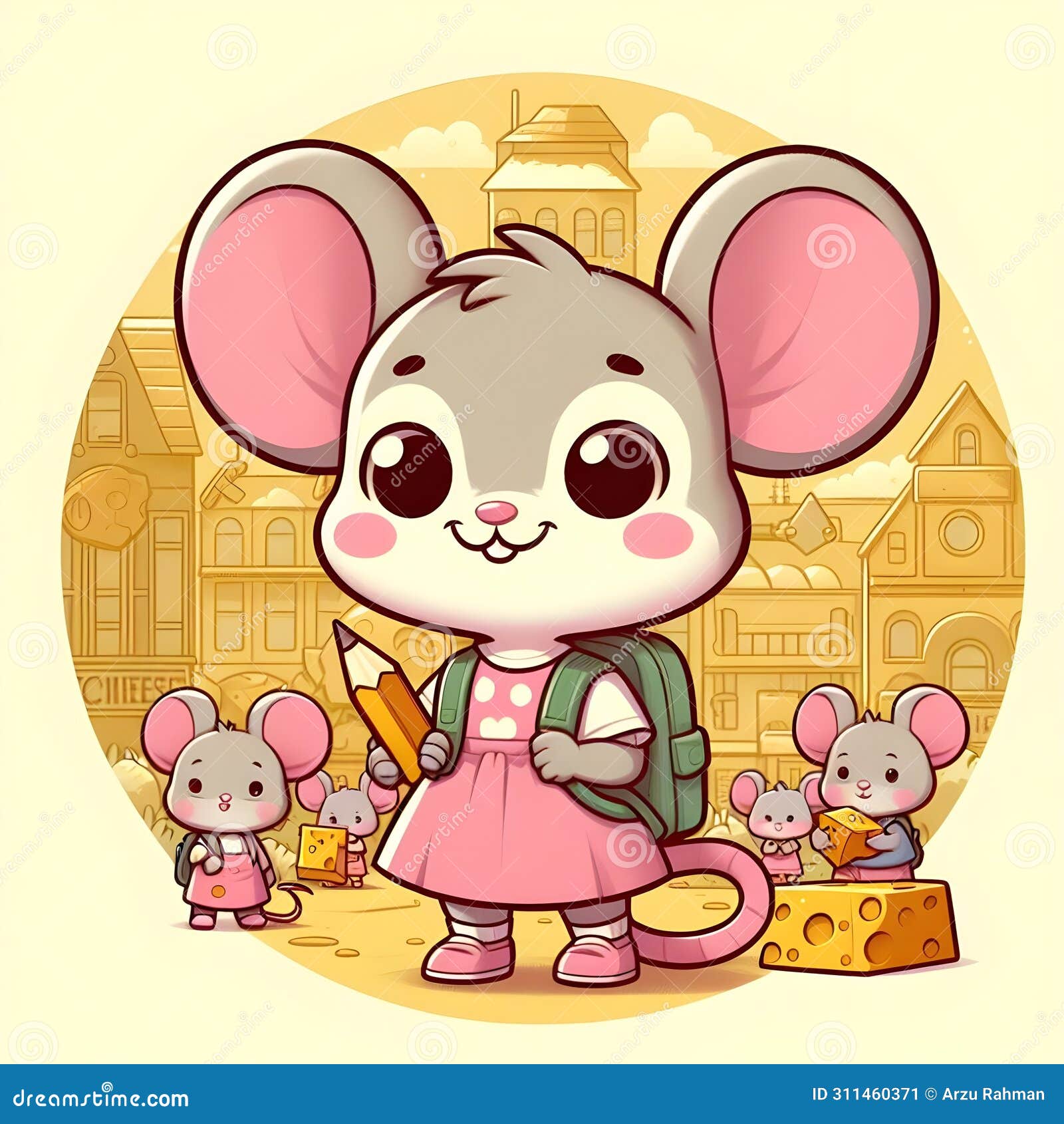 Cute Girl Mouse Eating Cake Stock Illustration - Illustration of funny ...