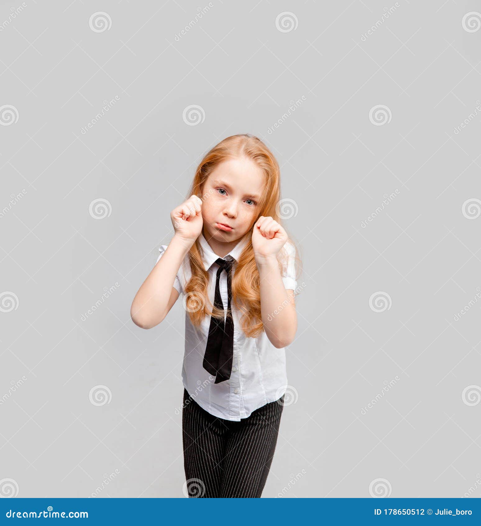 Cute Girl in Office Clothes Shows that she is Now Crying Stock Photo ...