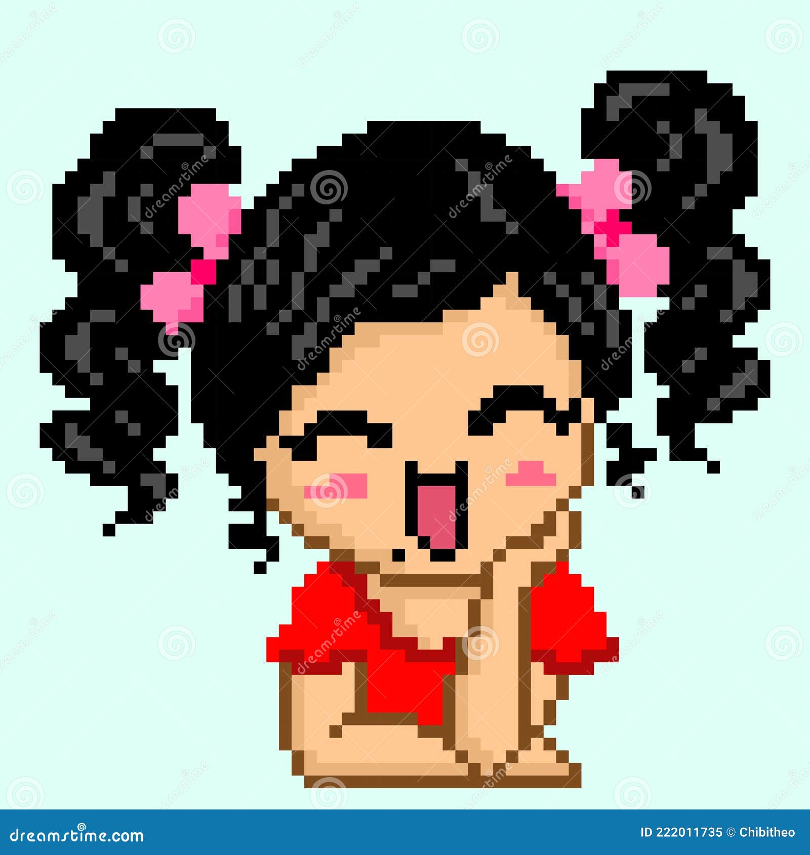 Cute Girl Pattern Image. Vector Illustration of Pixel Art Stock Vector ...