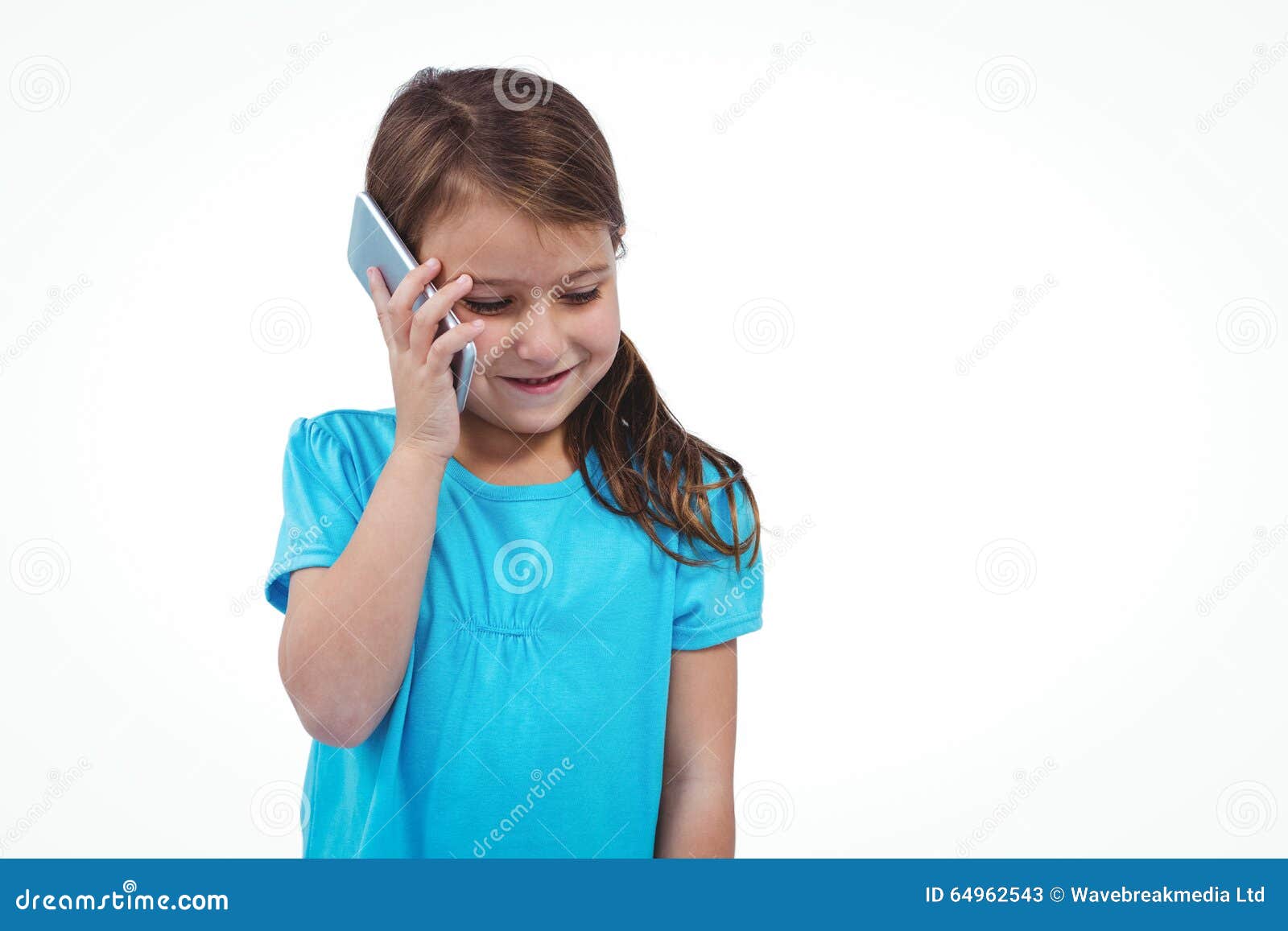 Cute girl on a phone call stock image. Image of purity - 64962543