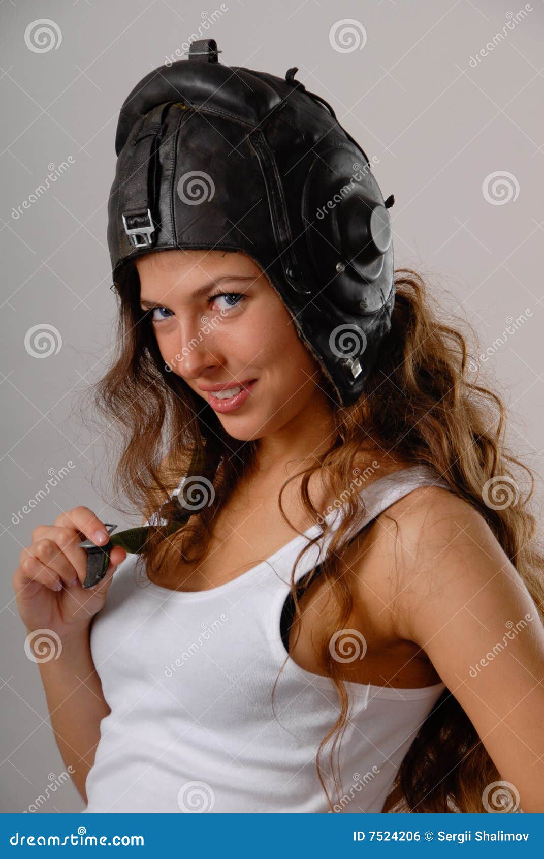 Cute girl in pilot hat stock photo. Image of lips, military - 7524206