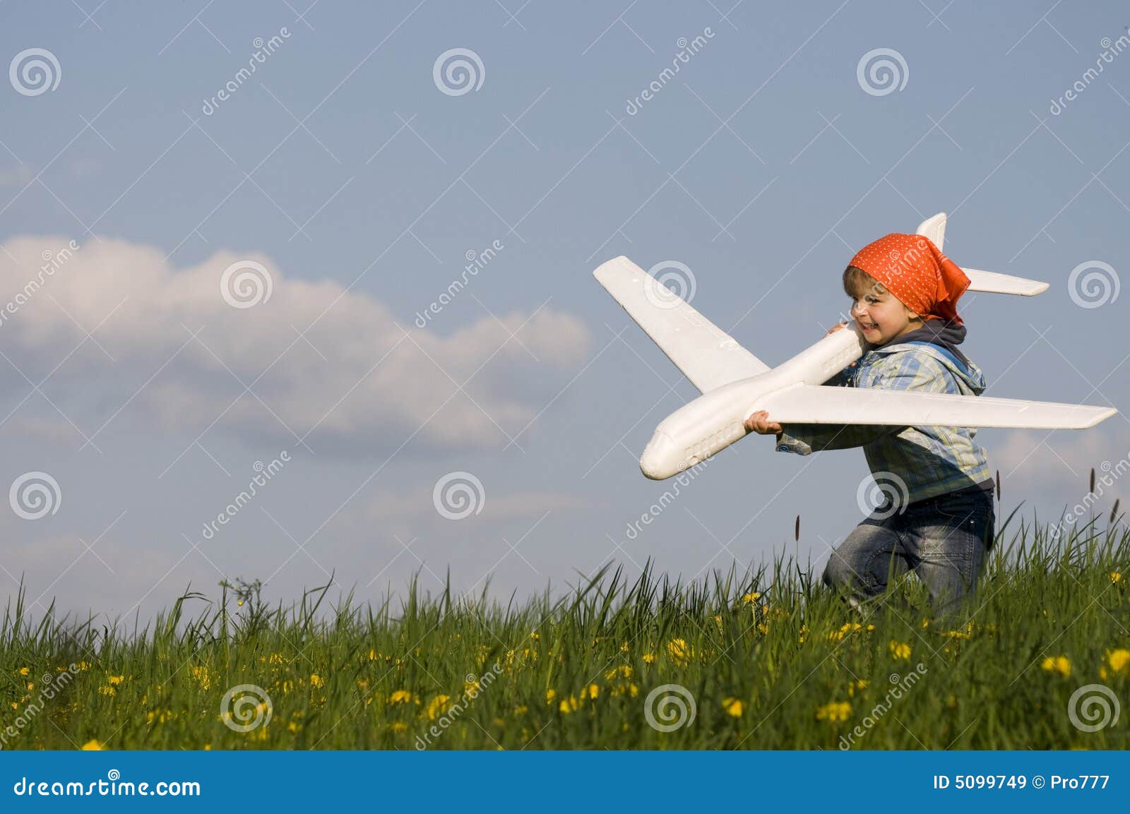 Cute girl with plane stock image. Image of beauty, aspiration - 5099749