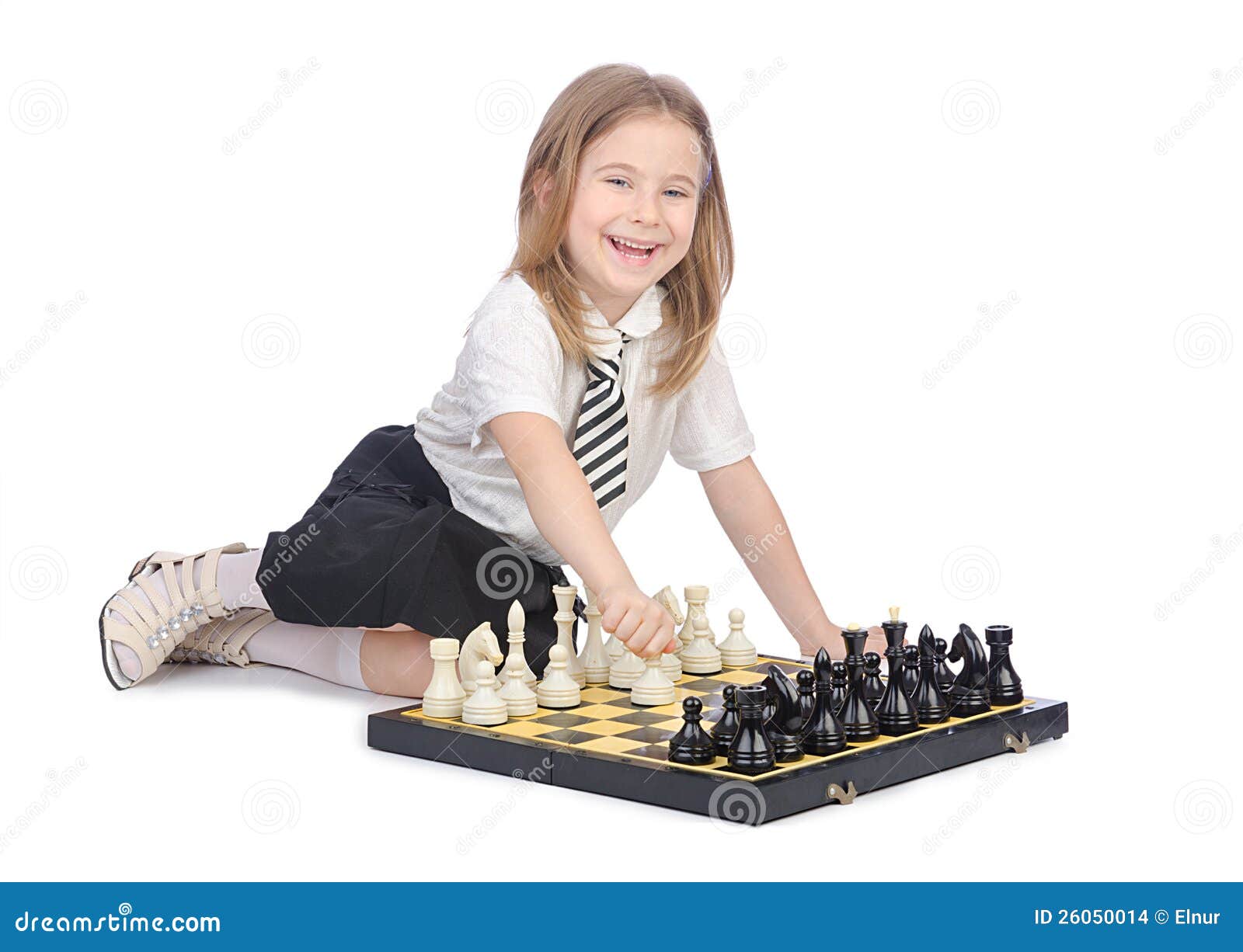 Cute girl playing chess stock photo. Image of competition - 26050014