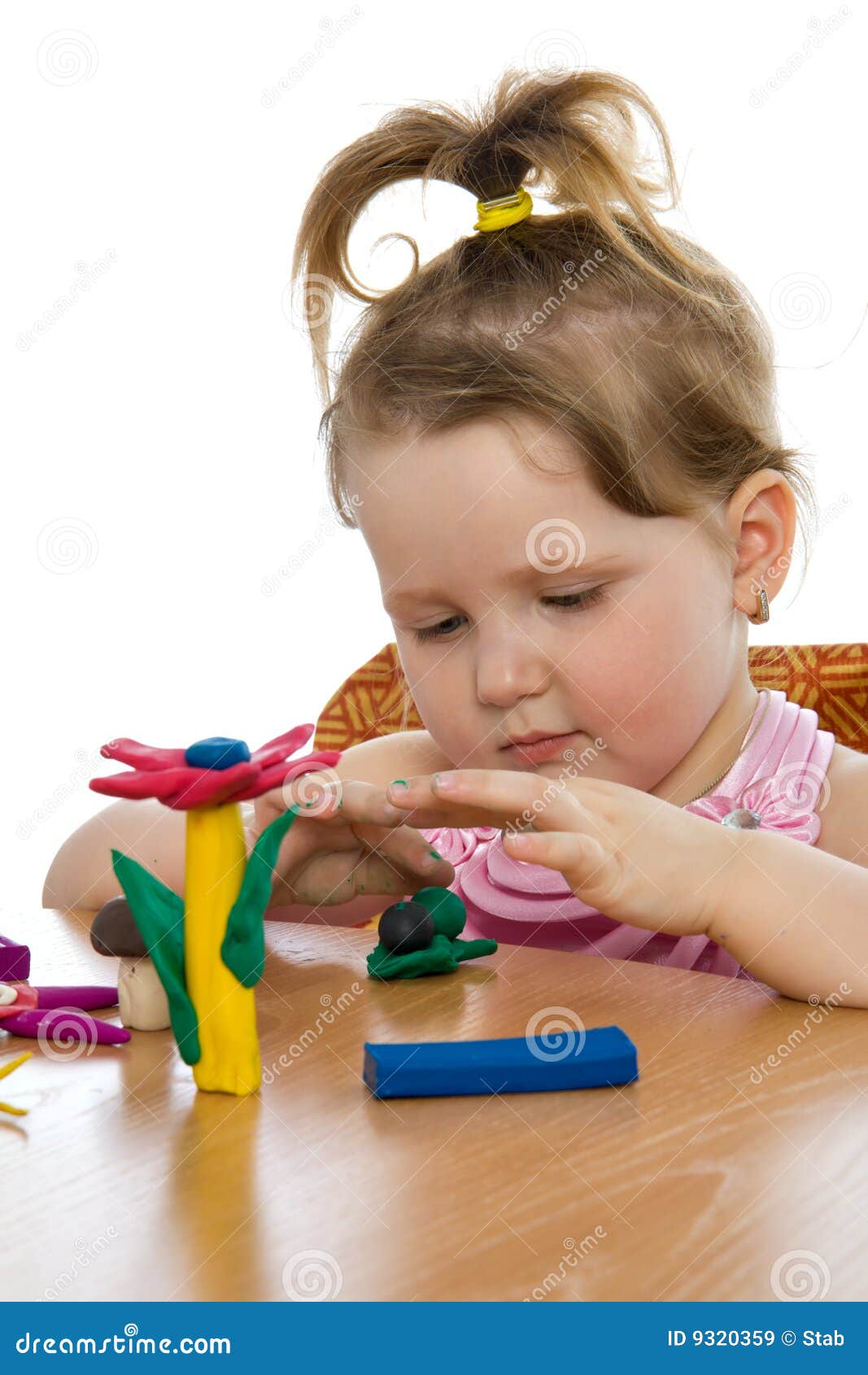 Cute Girl Playing with Color Play Plasticine Stock Image - Image of ...