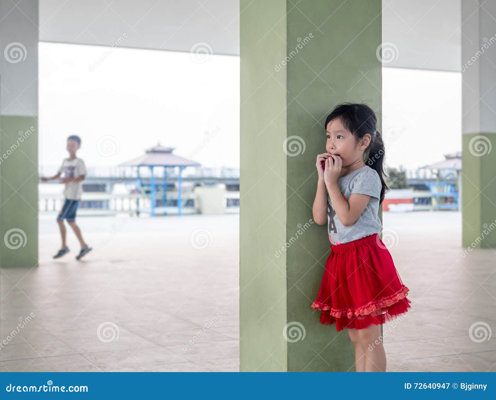 Cute Girl Playing Hide And Seek Stock Image Image Of Asian Sister 72640947 6088