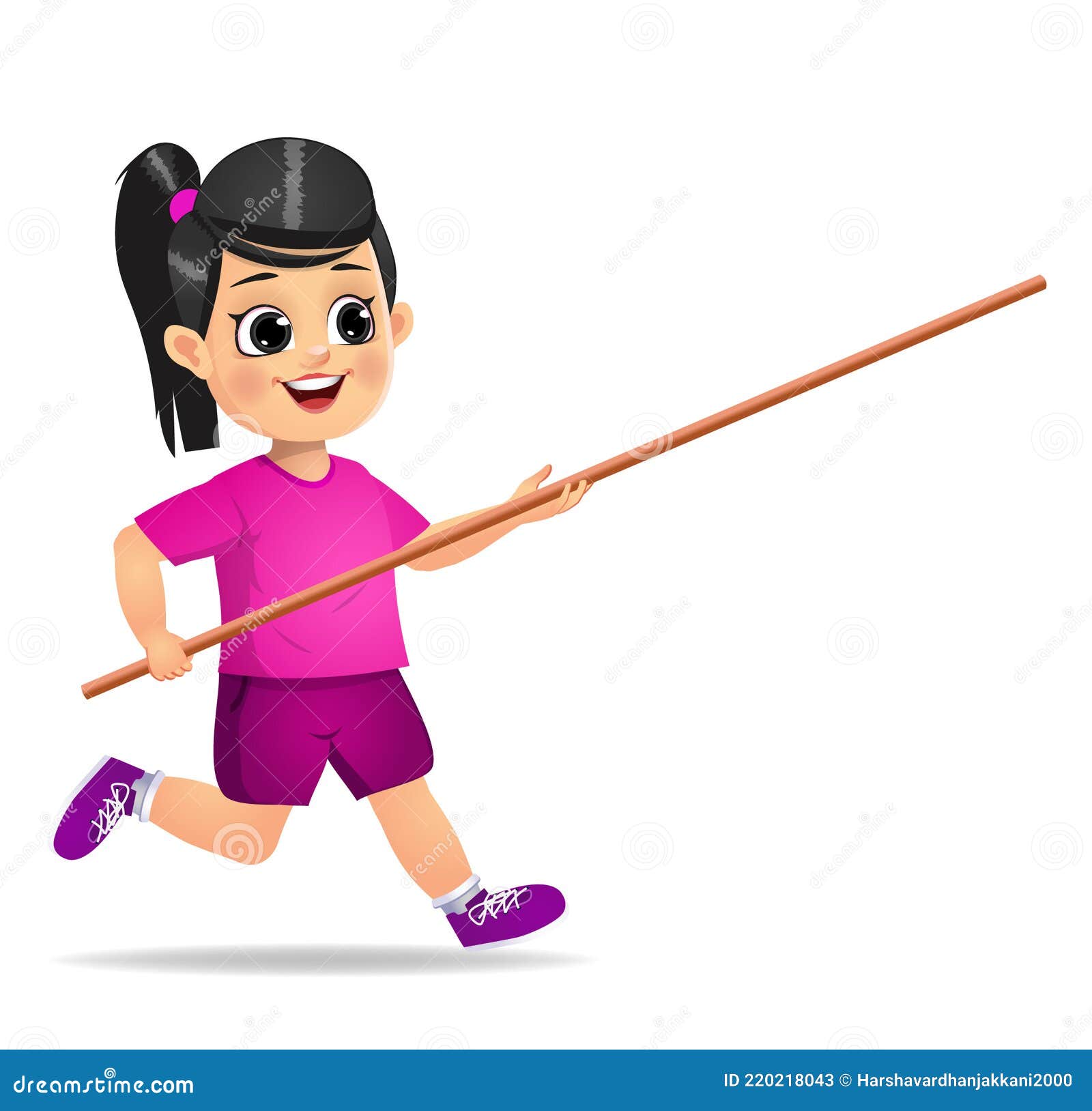 Cute Girl Playing with Pole Stock Vector - Illustration of happy ...