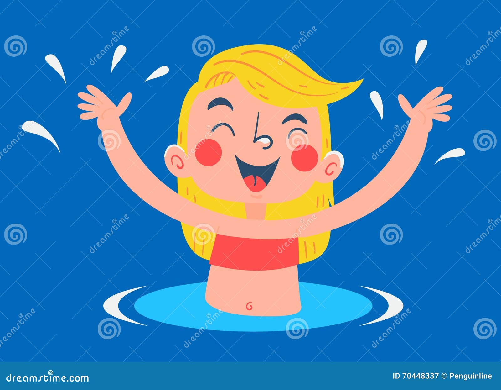 Cute Girl Playing in Pool stock vector. Illustration of vector - 70448337
