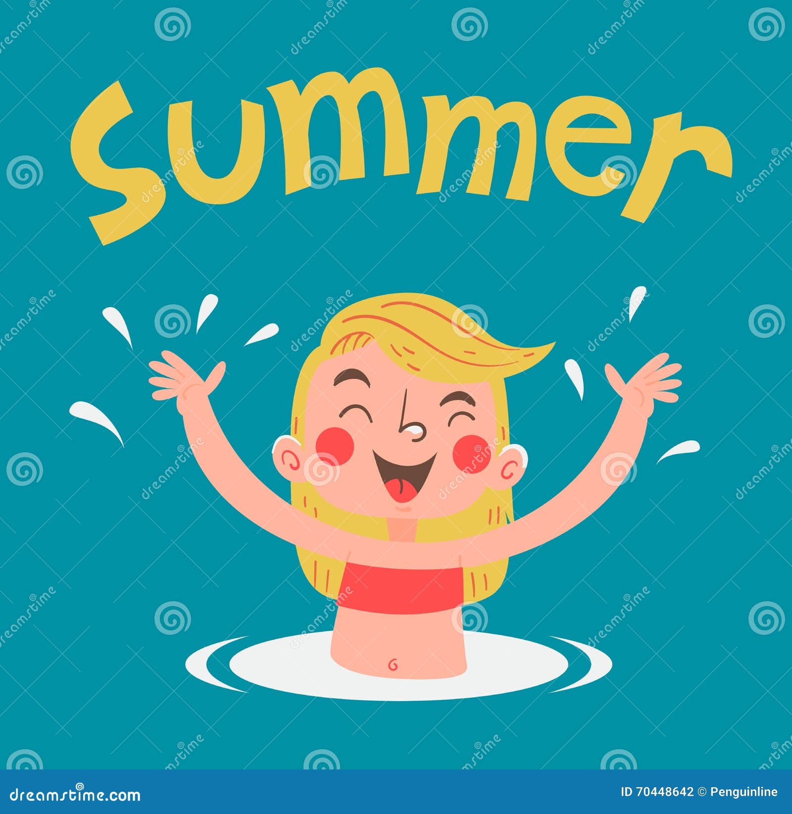 Cute Girl Playing in Pool stock vector. Illustration of vector - 70448642