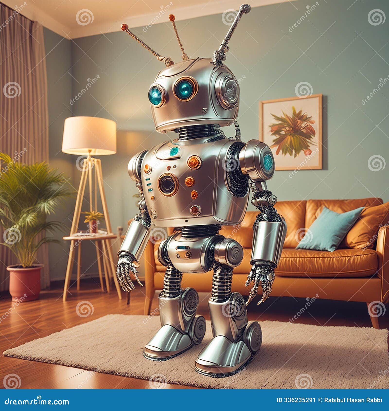 A Cute Girl is Playing with a Robot. the Concept of Future Training ...