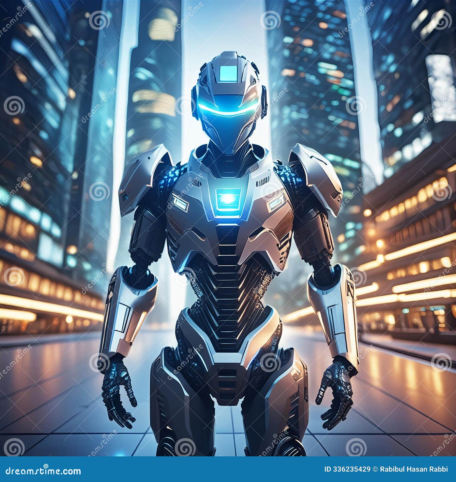 A Cute Girl is Playing with a Robot. the Concept of Future Training ...